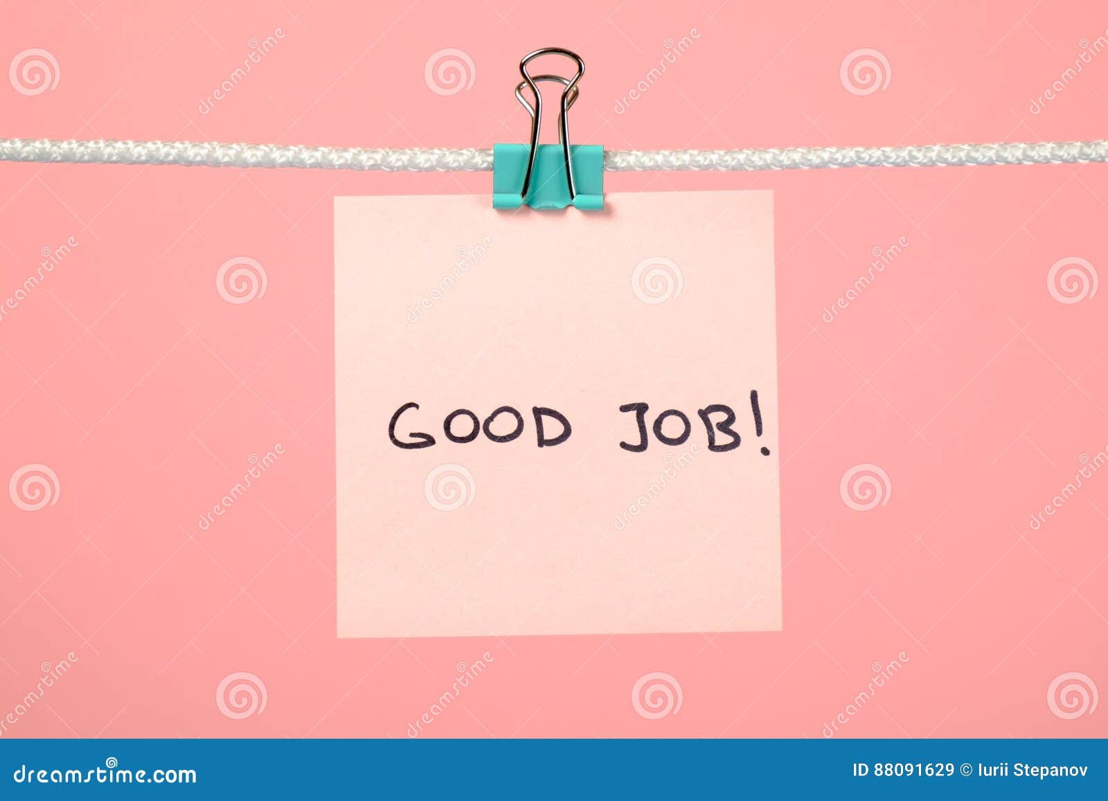 Pink Paper Sheet on the String with Text Good Job Stock Image - Image ...