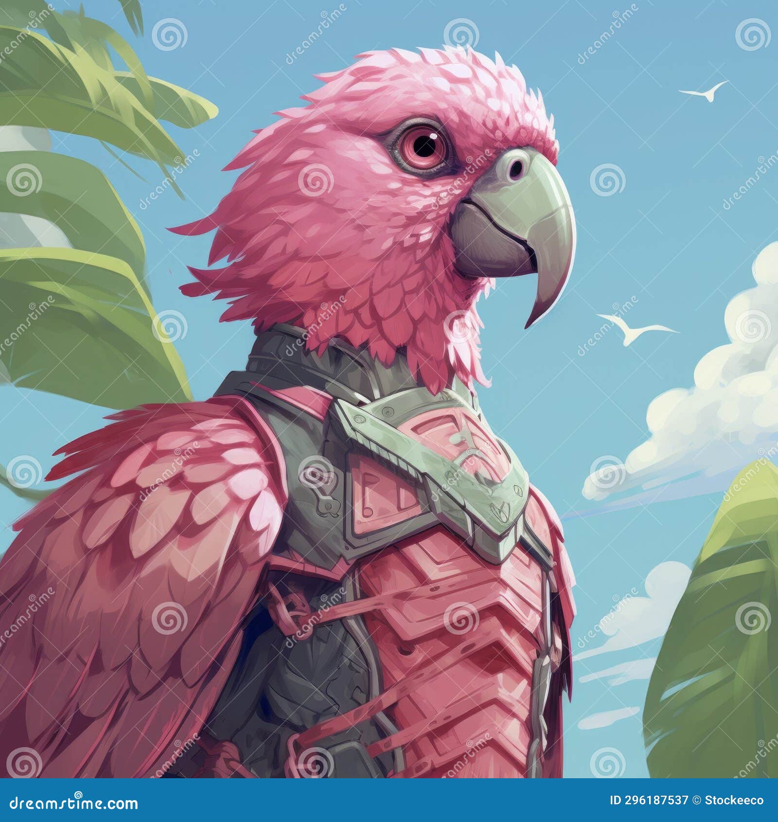 Anthropomorphic Pink Parrot God - Realistic Hyper-detailed Portrait ...