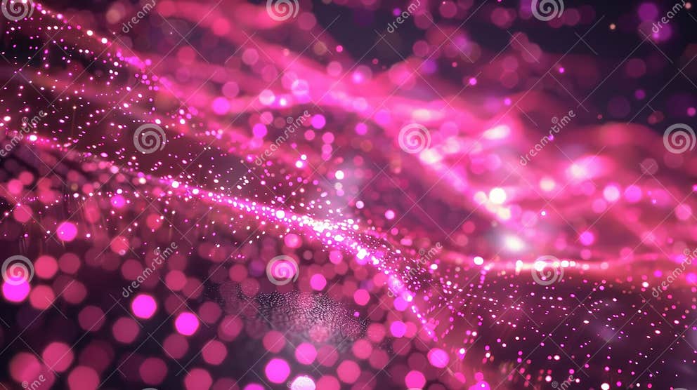 Pink Particles Form a Glowing Wave AIG535 Stock Illustration ...