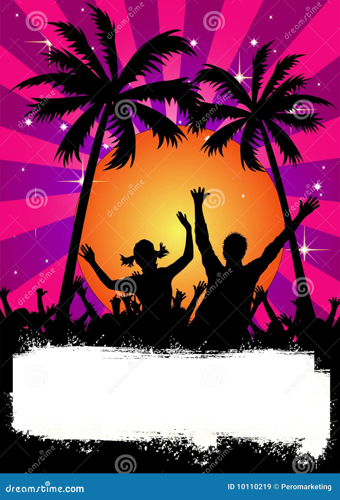 Pink Party Placard with Palms Stock Illustration - Illustration of ...