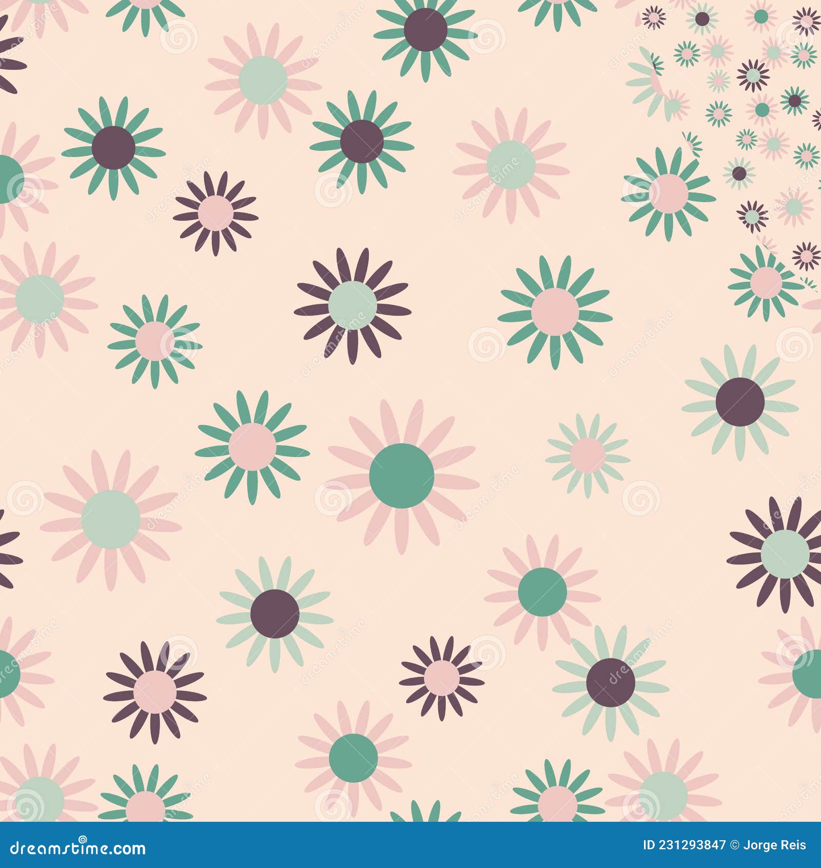 Pink Pastel Daisy Geometric Vector Seamless Pattern Stock Vector ...