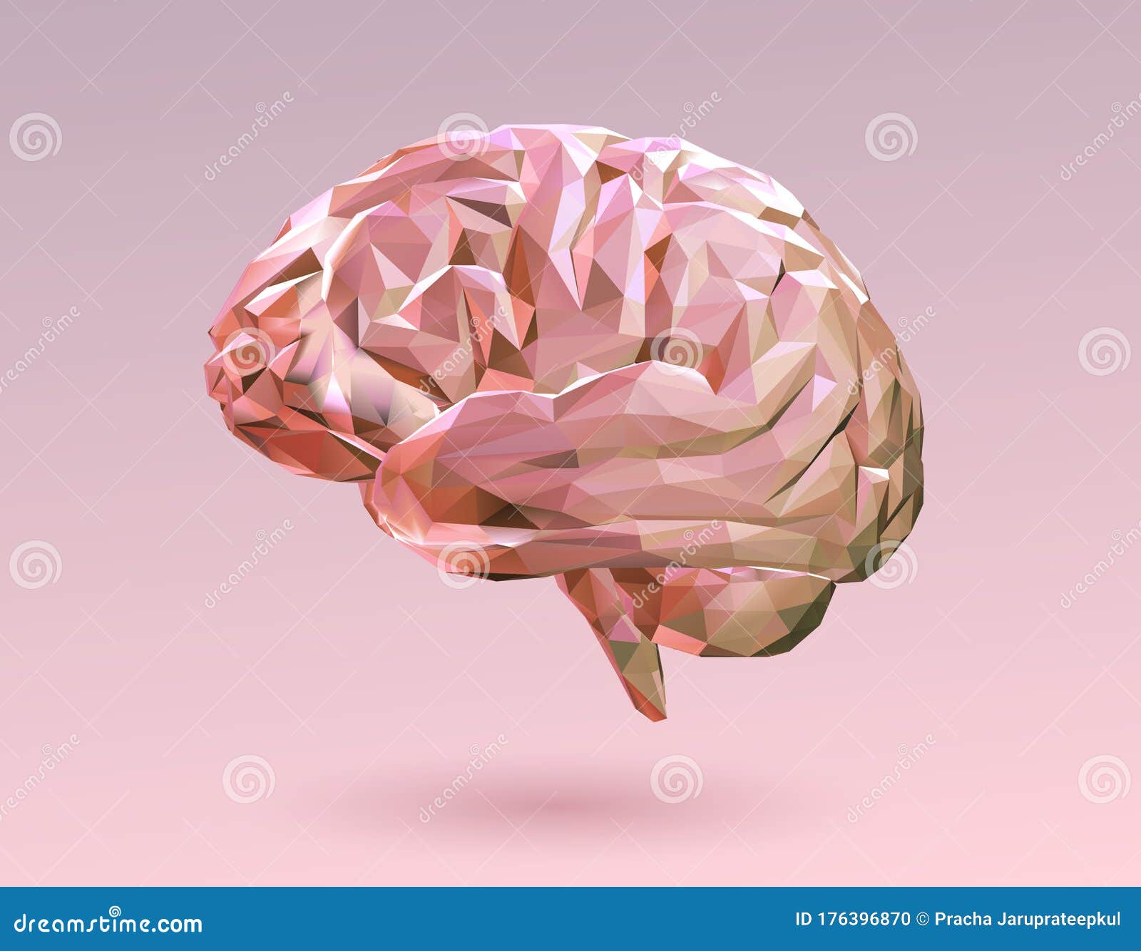 Pink Pastel Low Poly Brain on Pink BG Stock Vector - Illustration of ...