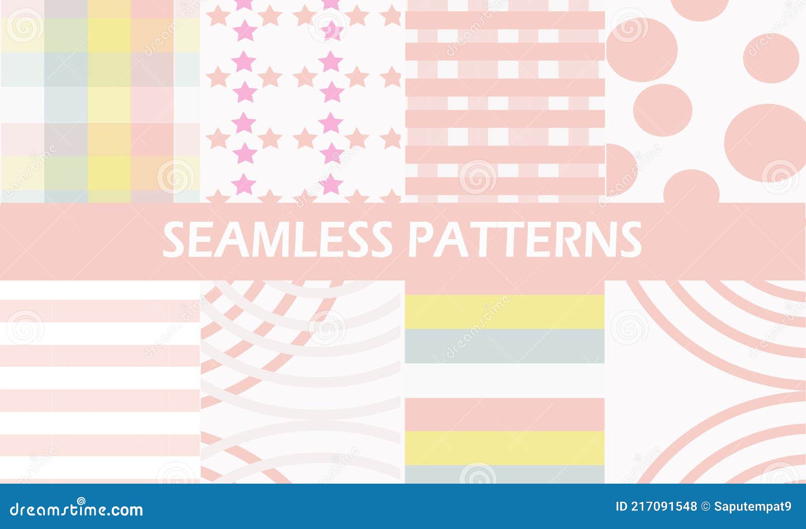 Pink Pastel Seamless Patterns Beautiful Modern Stock Vector ...