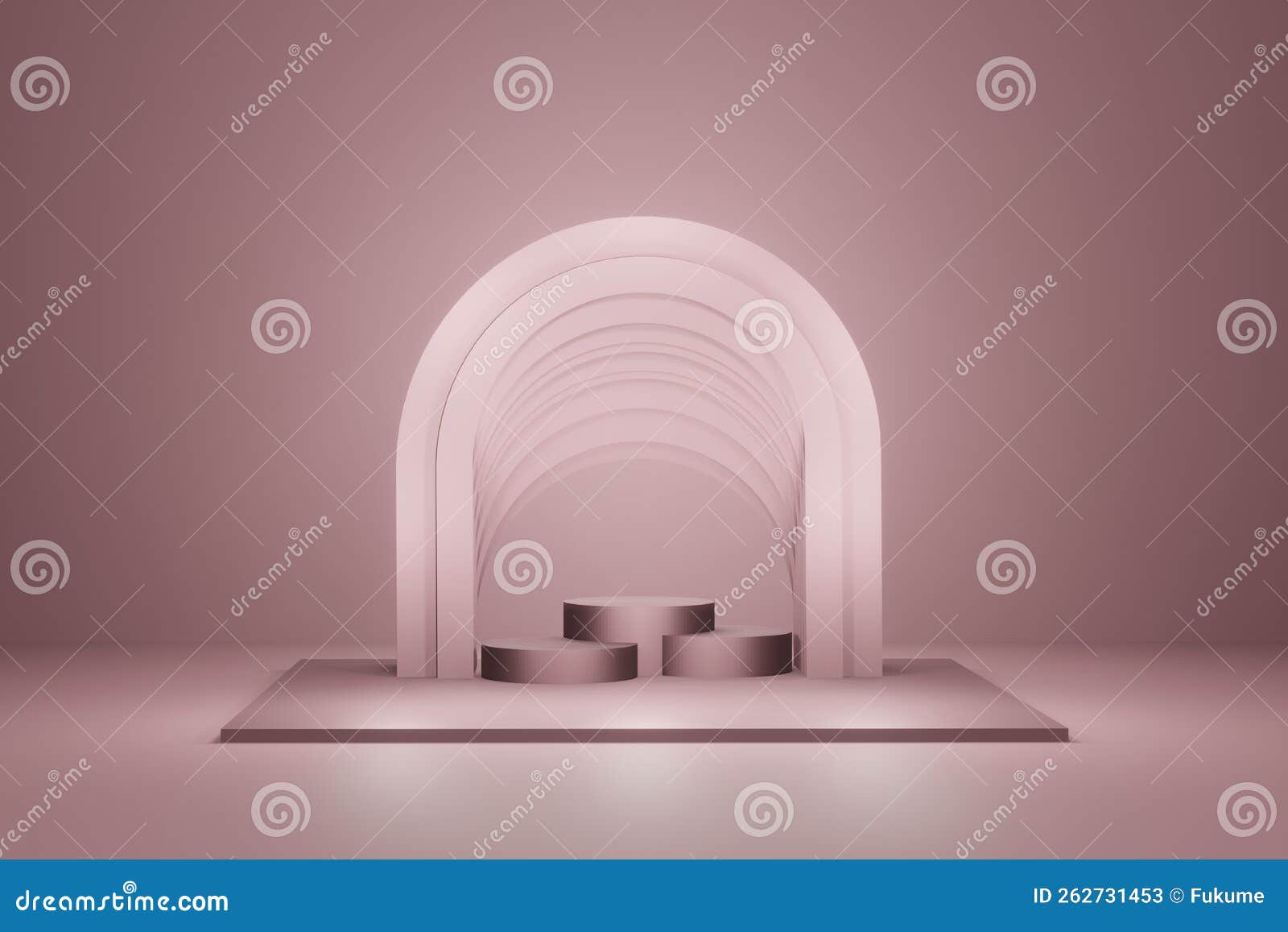 Pink Pastel Template with Empty Display Stage and Geometric Arch for ...