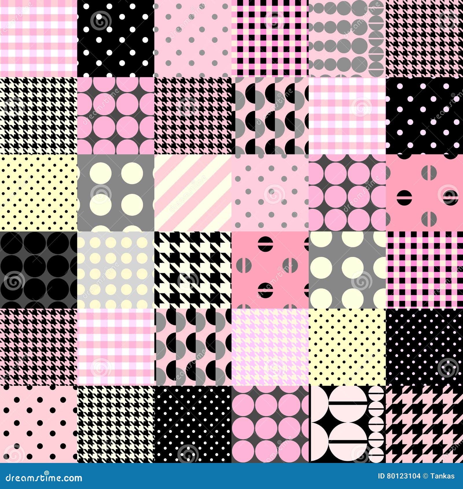 Pink patchwork pattern stock vector. Illustration of stitsch - 80123104