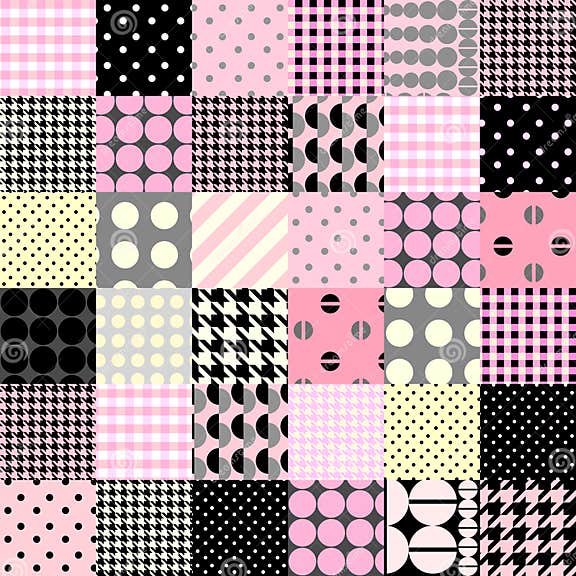 Pink patchwork pattern stock vector. Illustration of stitsch - 80123104