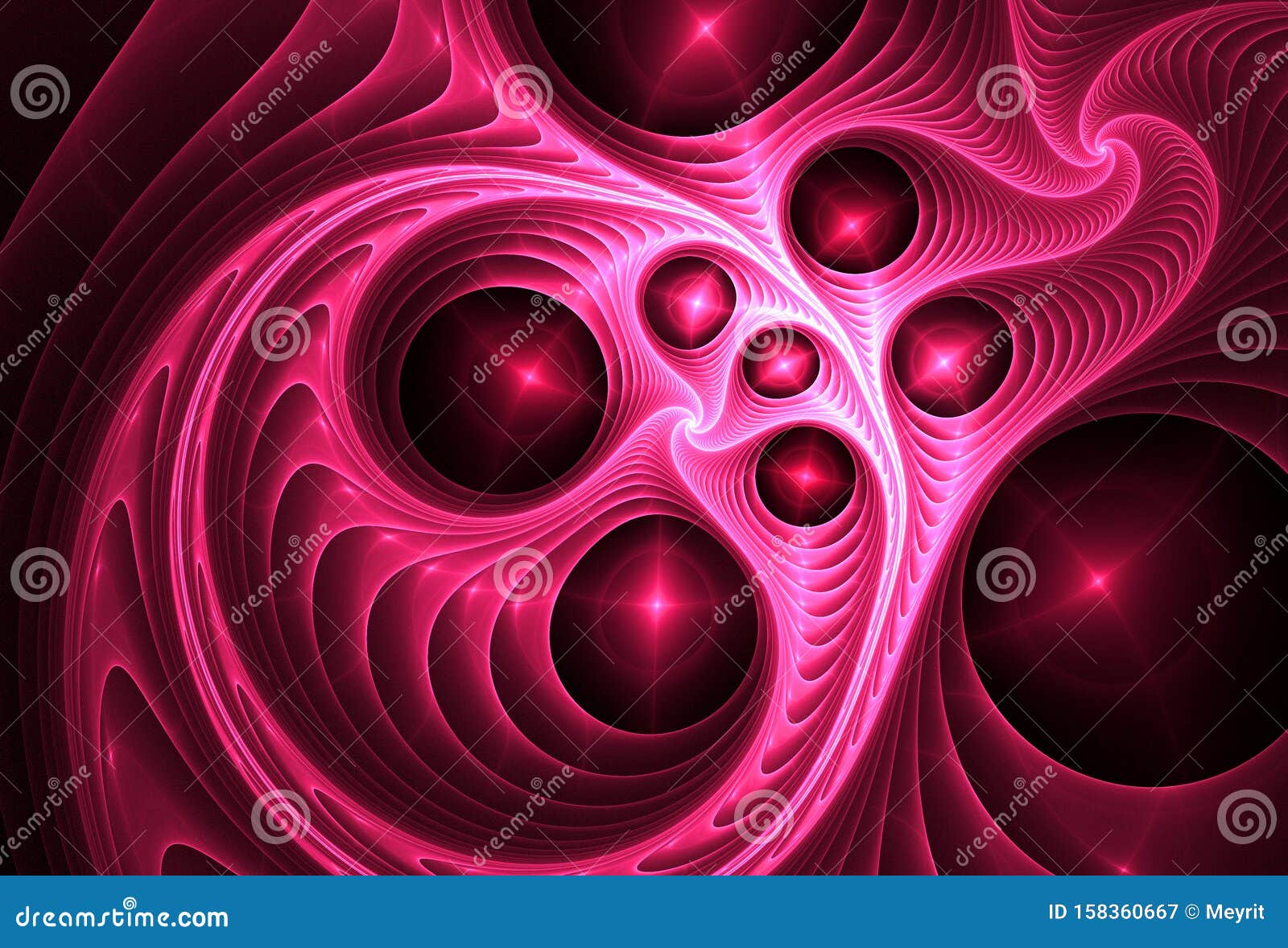 Pink Pattern of Light Fractal Particles on a Dark Background Stock ...