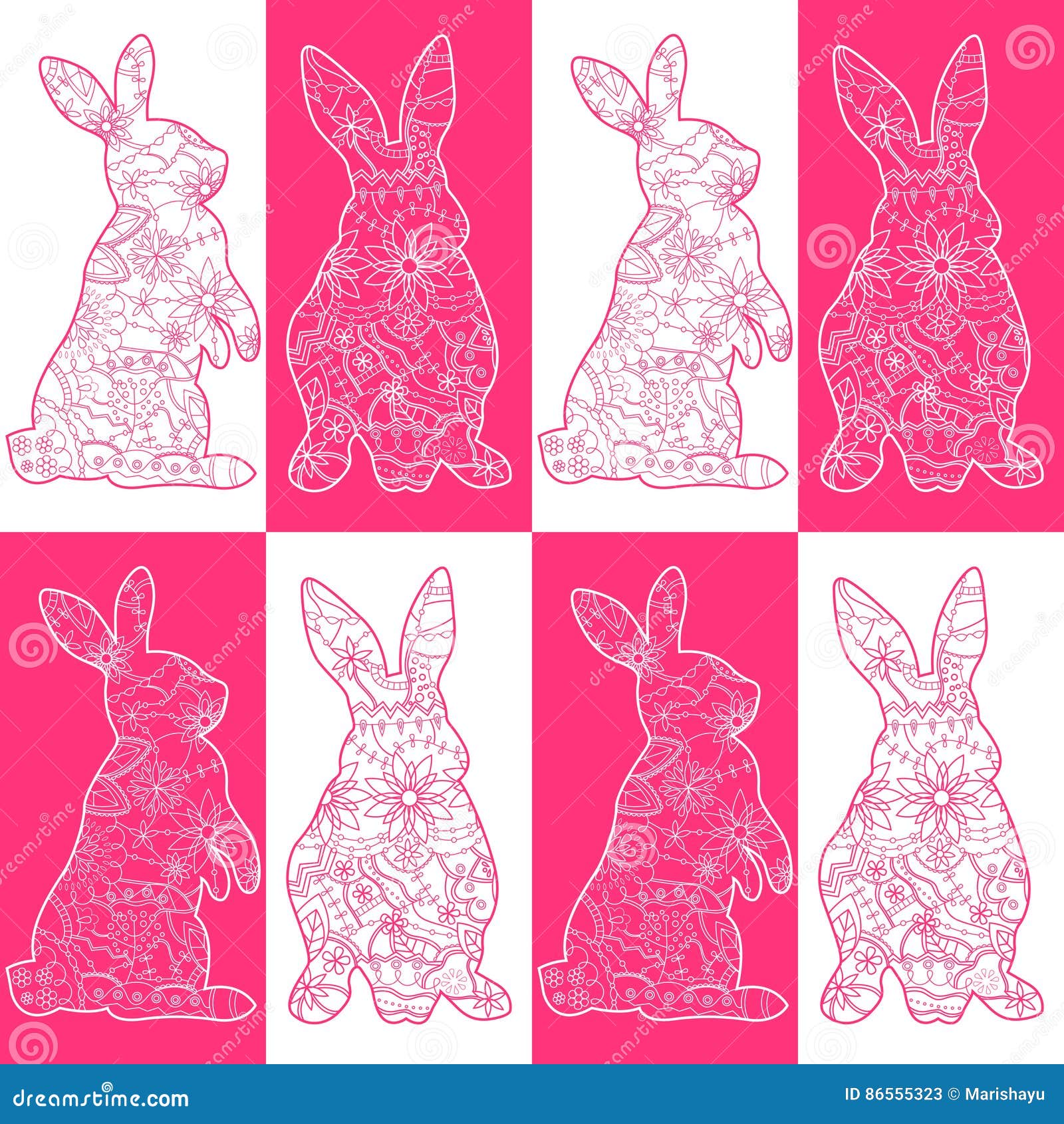 Pink pattern with rabbits stock vector. Illustration of decor - 86555323