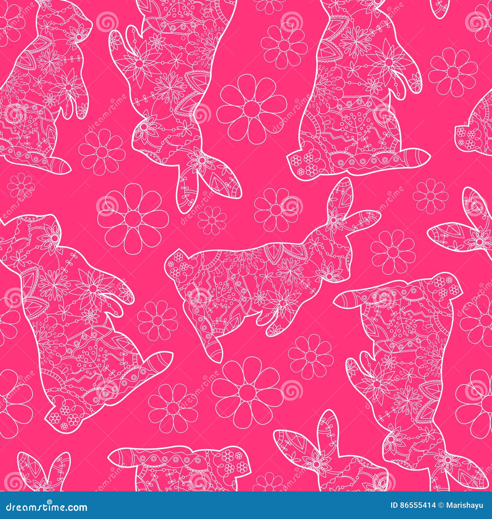Pink pattern with rabbits stock vector. Illustration of background ...