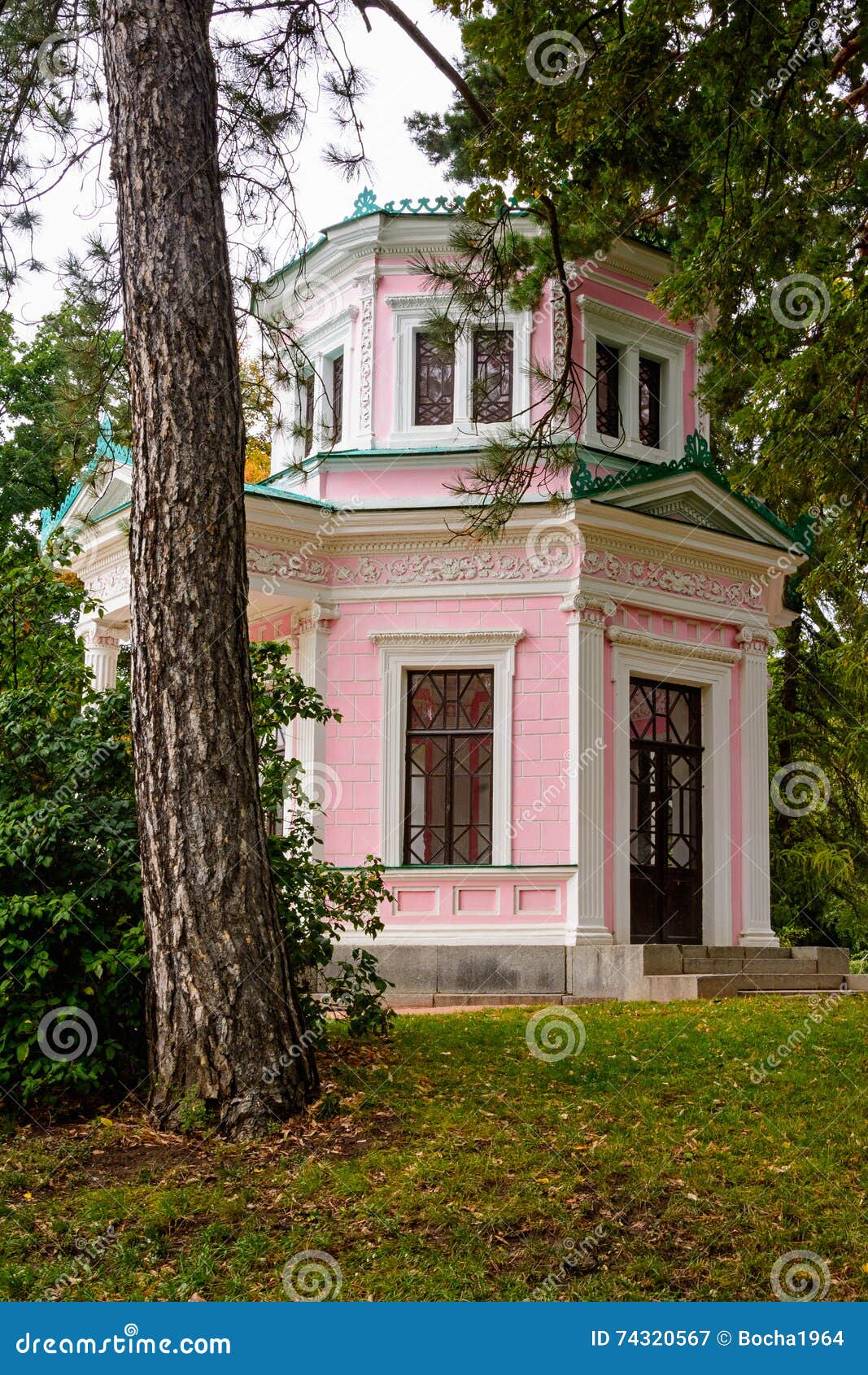 Pink Pavilion in the Sofievka Park. Uman; Ukraine. Stock Image - Image ...