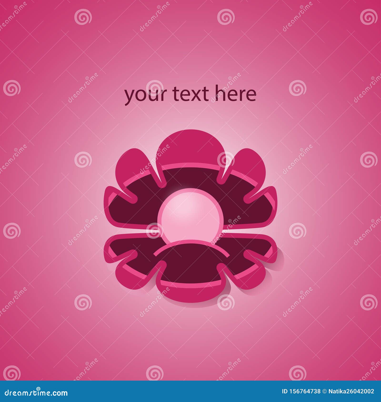 Pink Pearl in Shell on Pink Background. Flat Style, Badge, Logo Stock ...