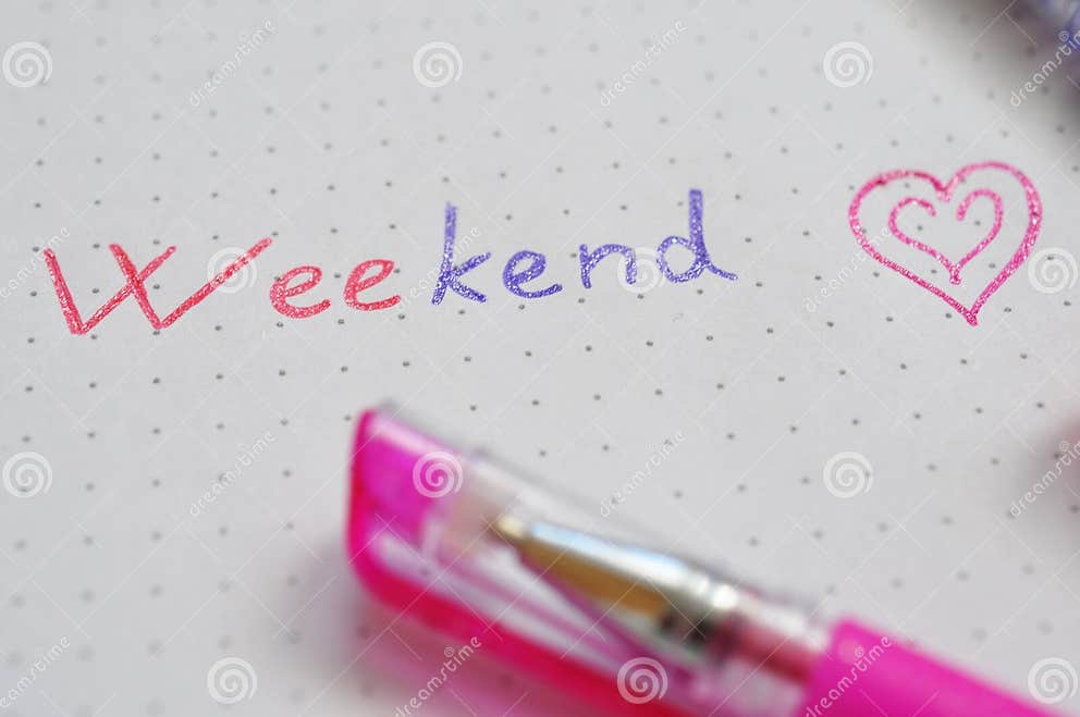 Weekend Write in the Notepad Stock Illustration - Illustration of hand ...