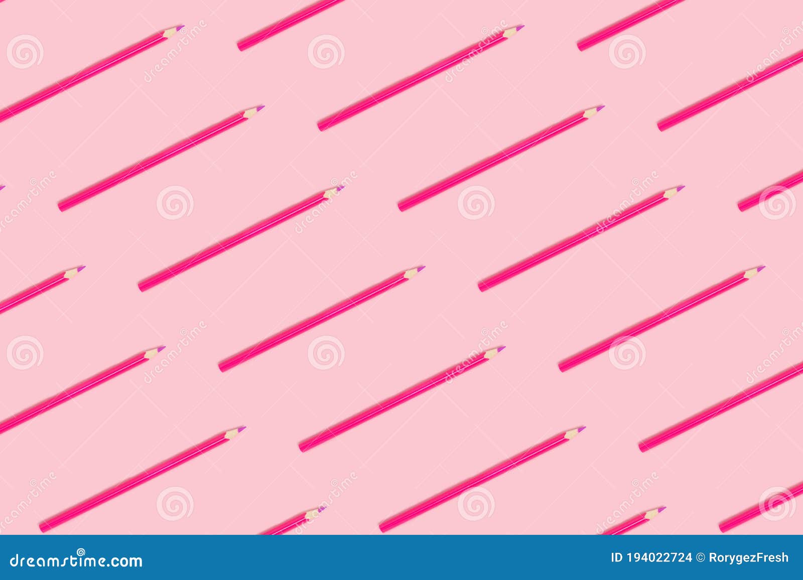 Pink Pencils Pattern on a Pastel Background Stock Photo - Image of flat ...