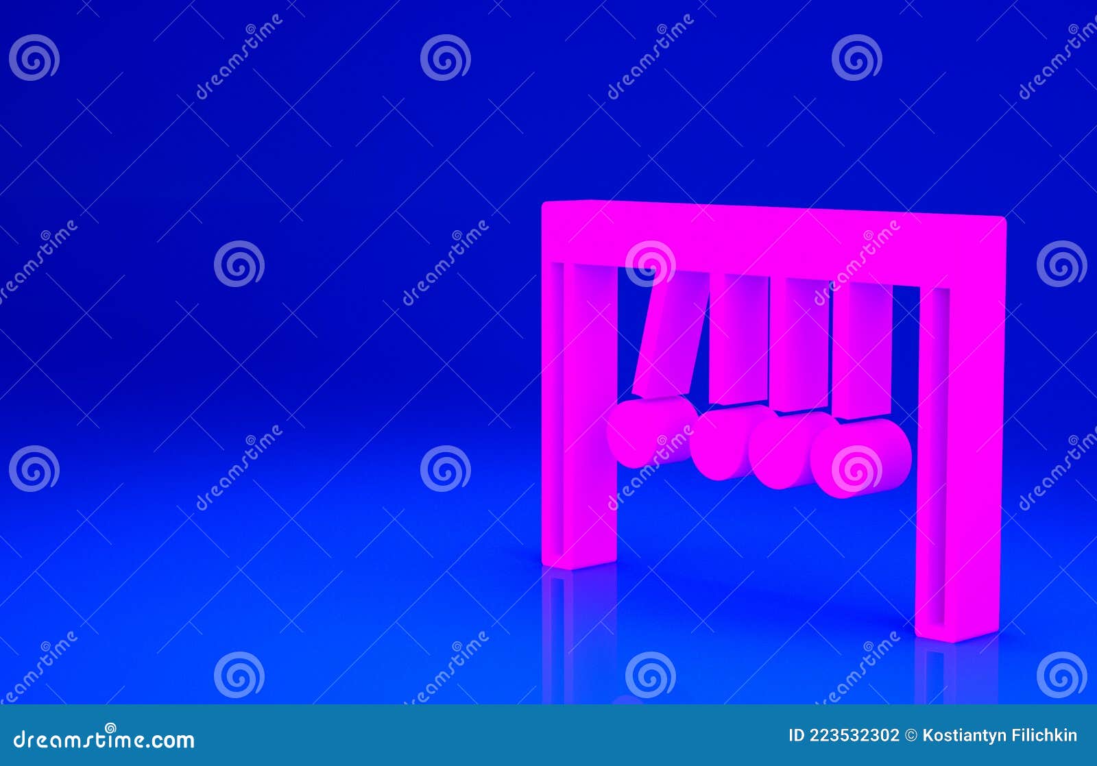 Pink Pendulum Icon Isolated on Blue Background. Newtons Cradle ...