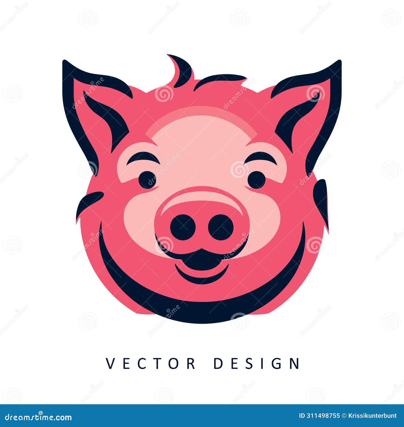 Pink Pig Minimalist Simple Vector Design AI Generated Stock ...