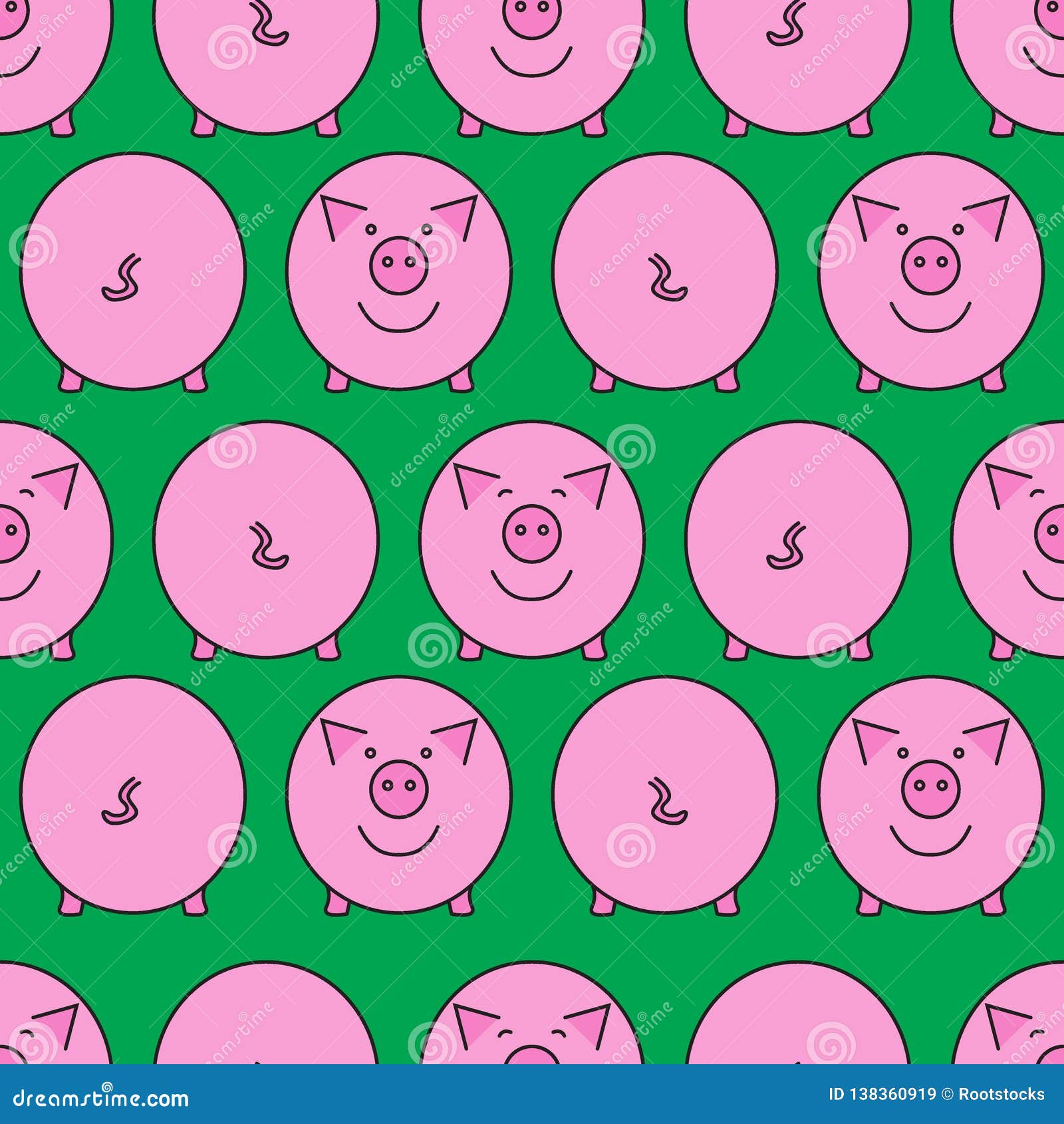Pink pig. Seamless pattern stock vector. Illustration of geometrical - 138360919