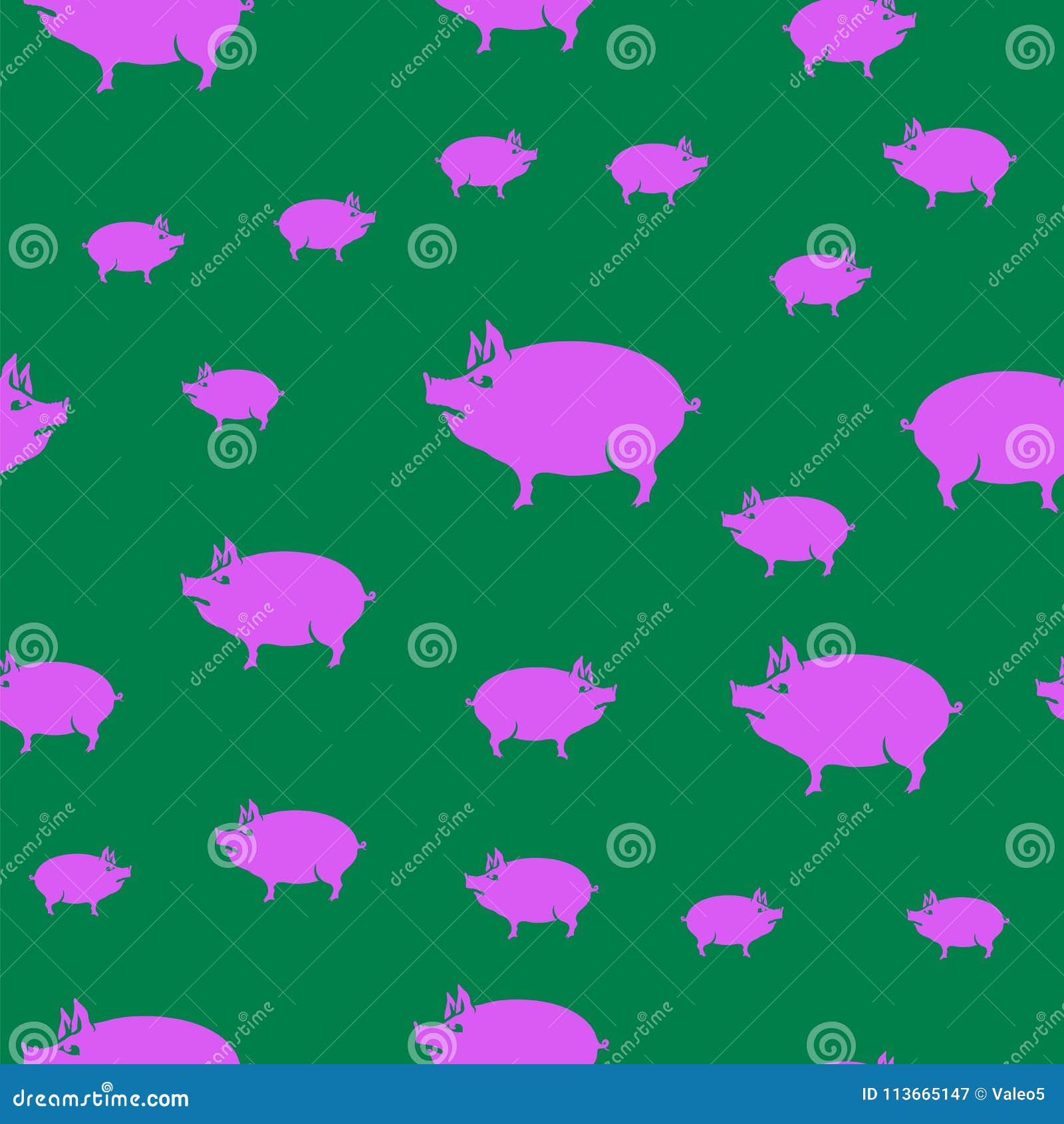Pink Pig Seamless Pattern stock vector. Illustration of cute - 113665147