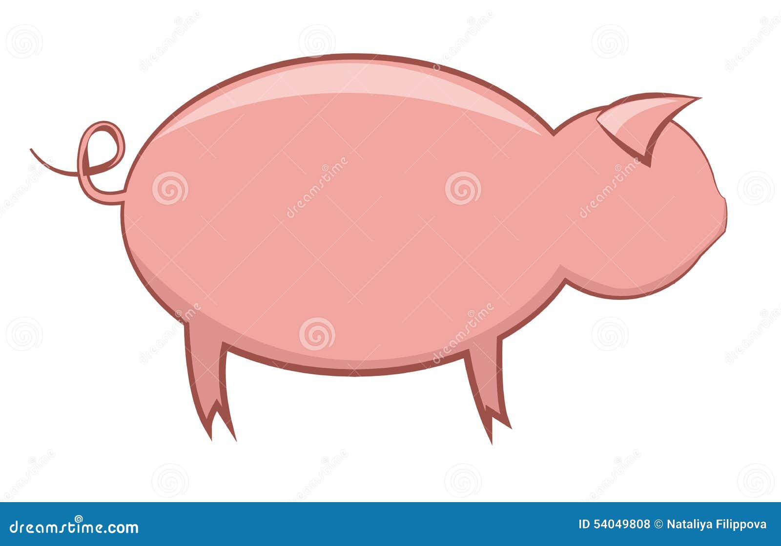 Pink pig stock vector. Illustration of emblem, meat, tail - 54049808