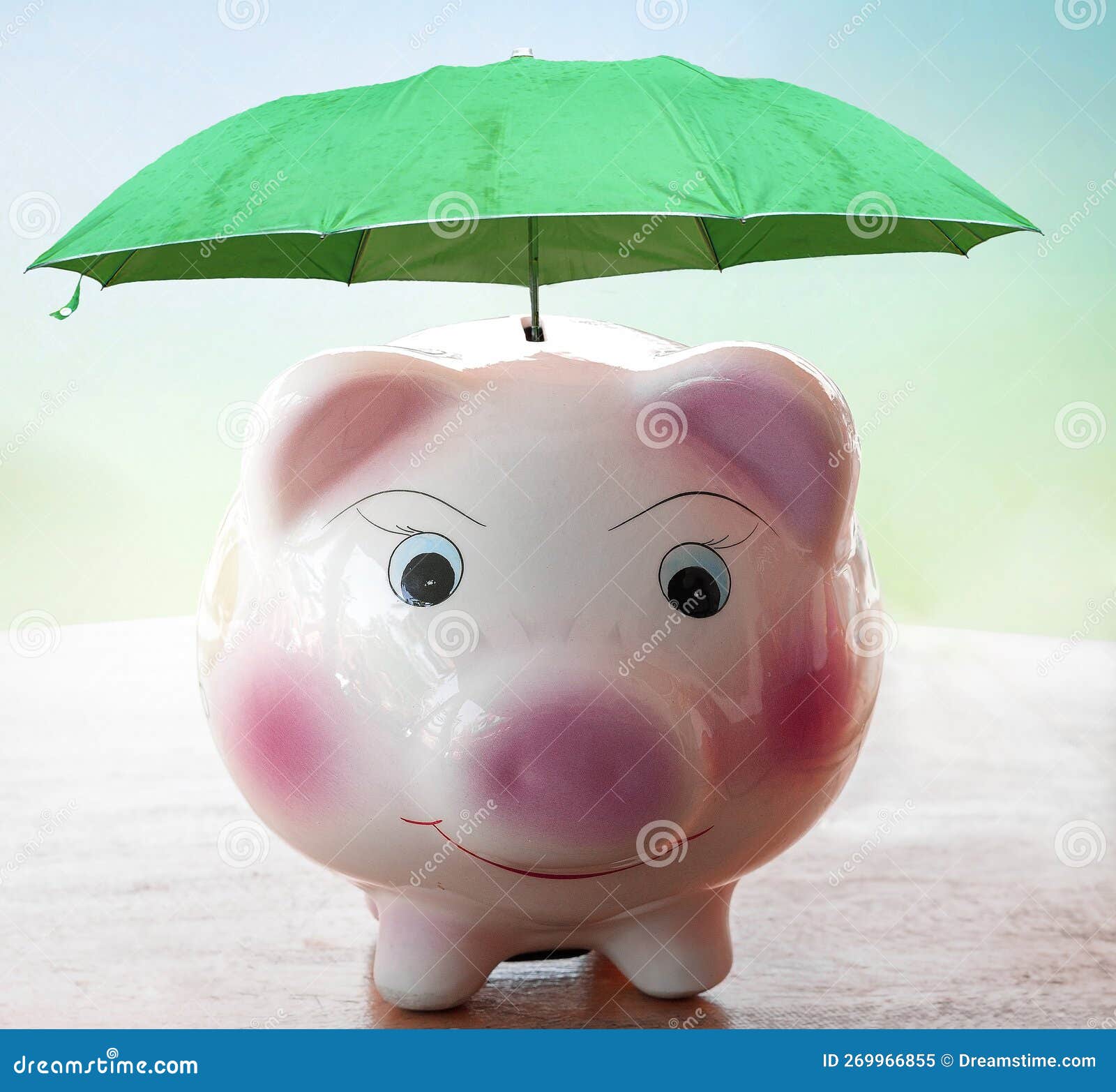 Financial Security Concept, Pink Piggy Bank is Protected by a Umbrella ... Financial Security Concept, Pink Piggy Bank is Protected by a Umbrella ...