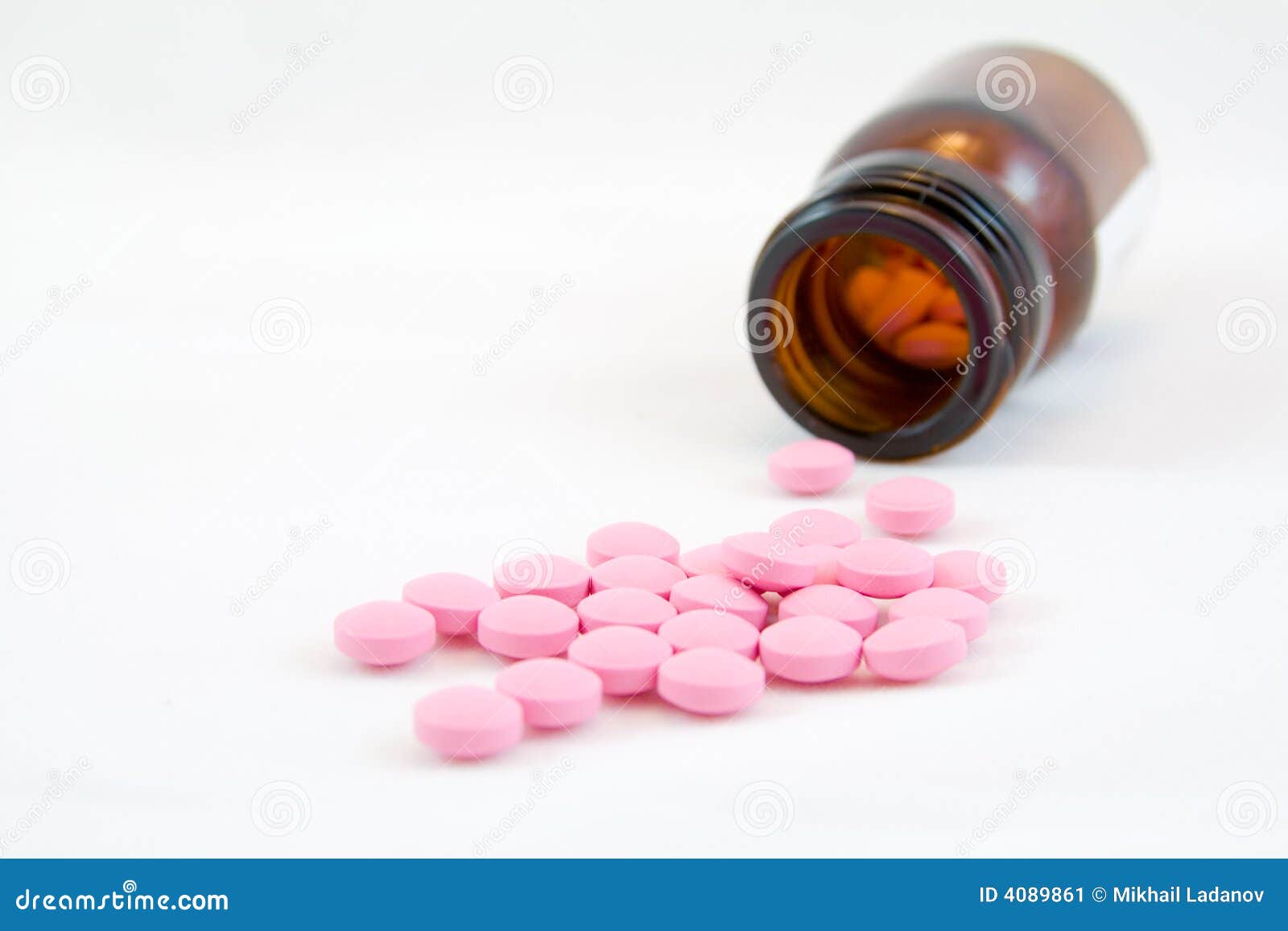Pink Pills and Bottle Isolated on White Stock Image - Image of pills ...