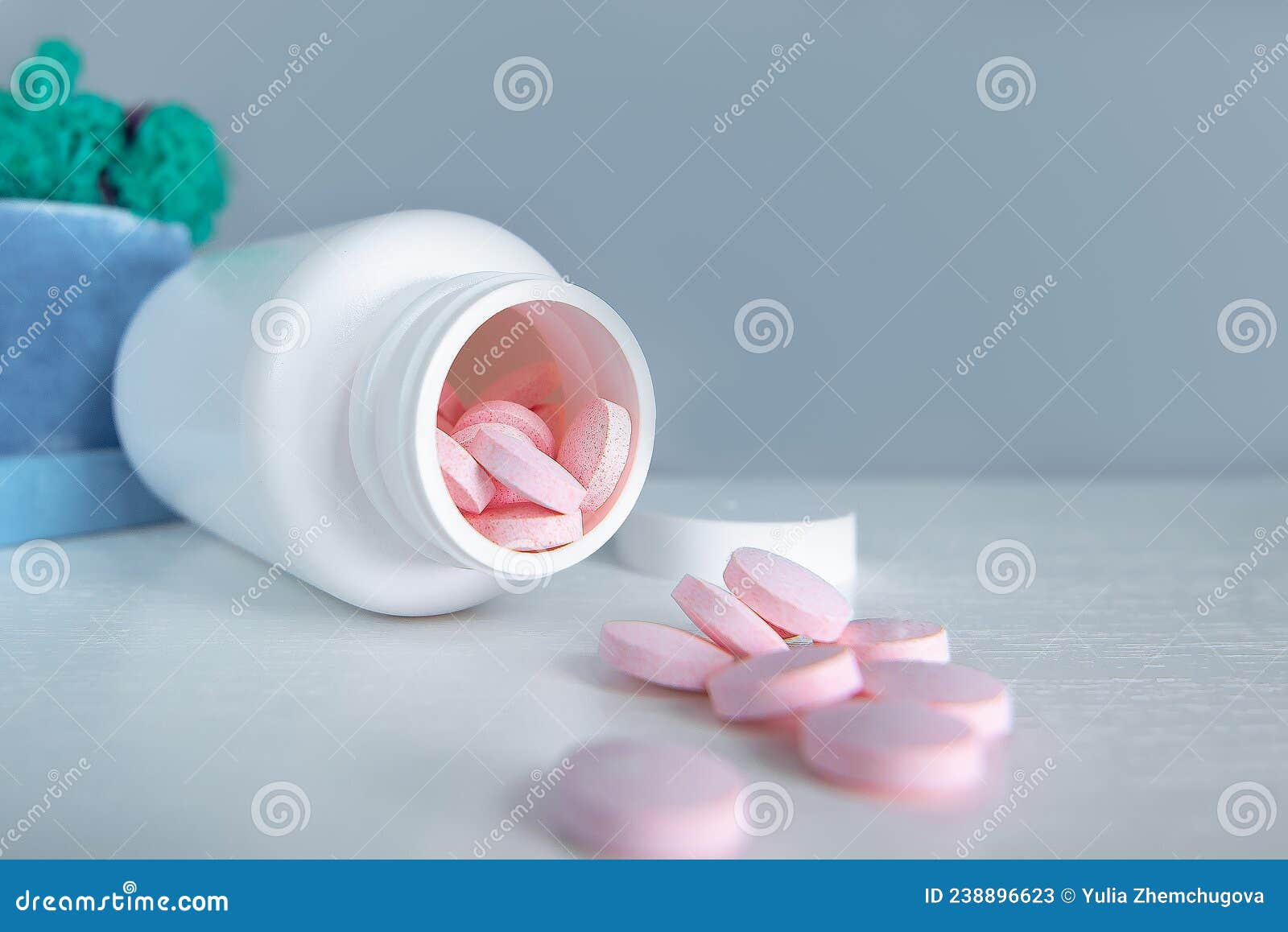 Pink Pills Pouring Out of the White Bottle Stock Image - Image of ...