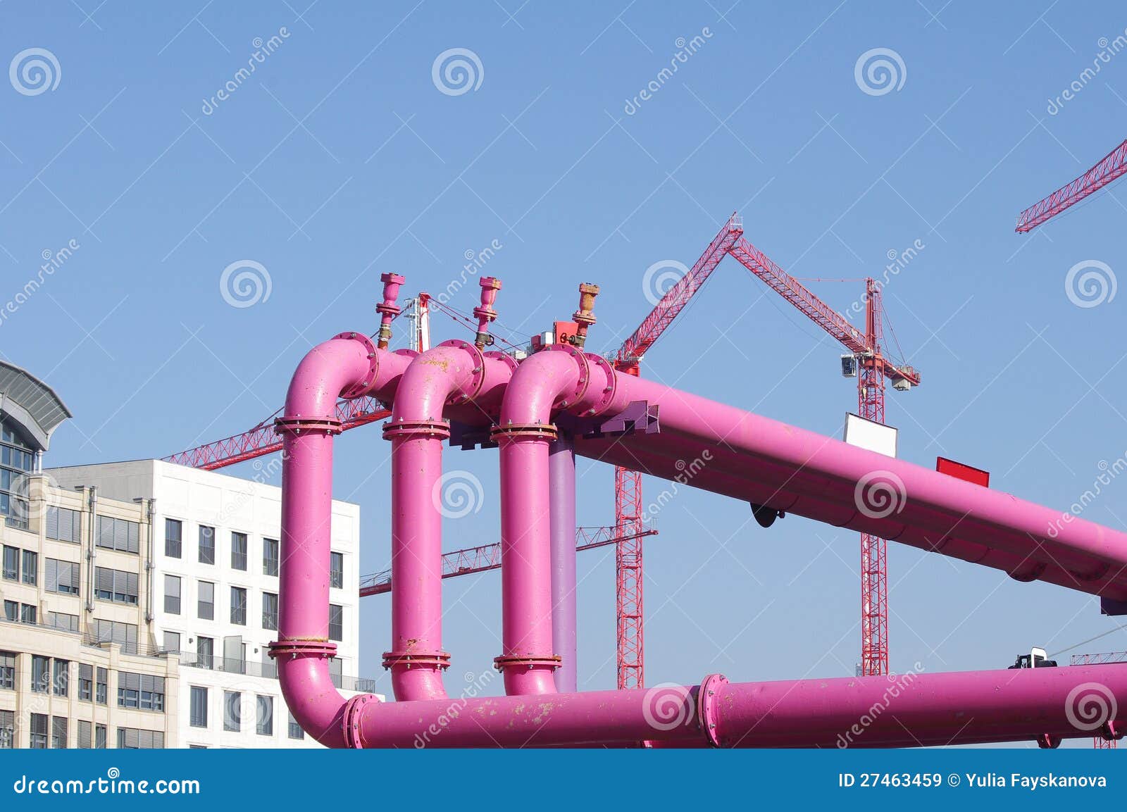 Pink Pipelines Over Blue Sky Stock Image - Image of groundwater, lower ...