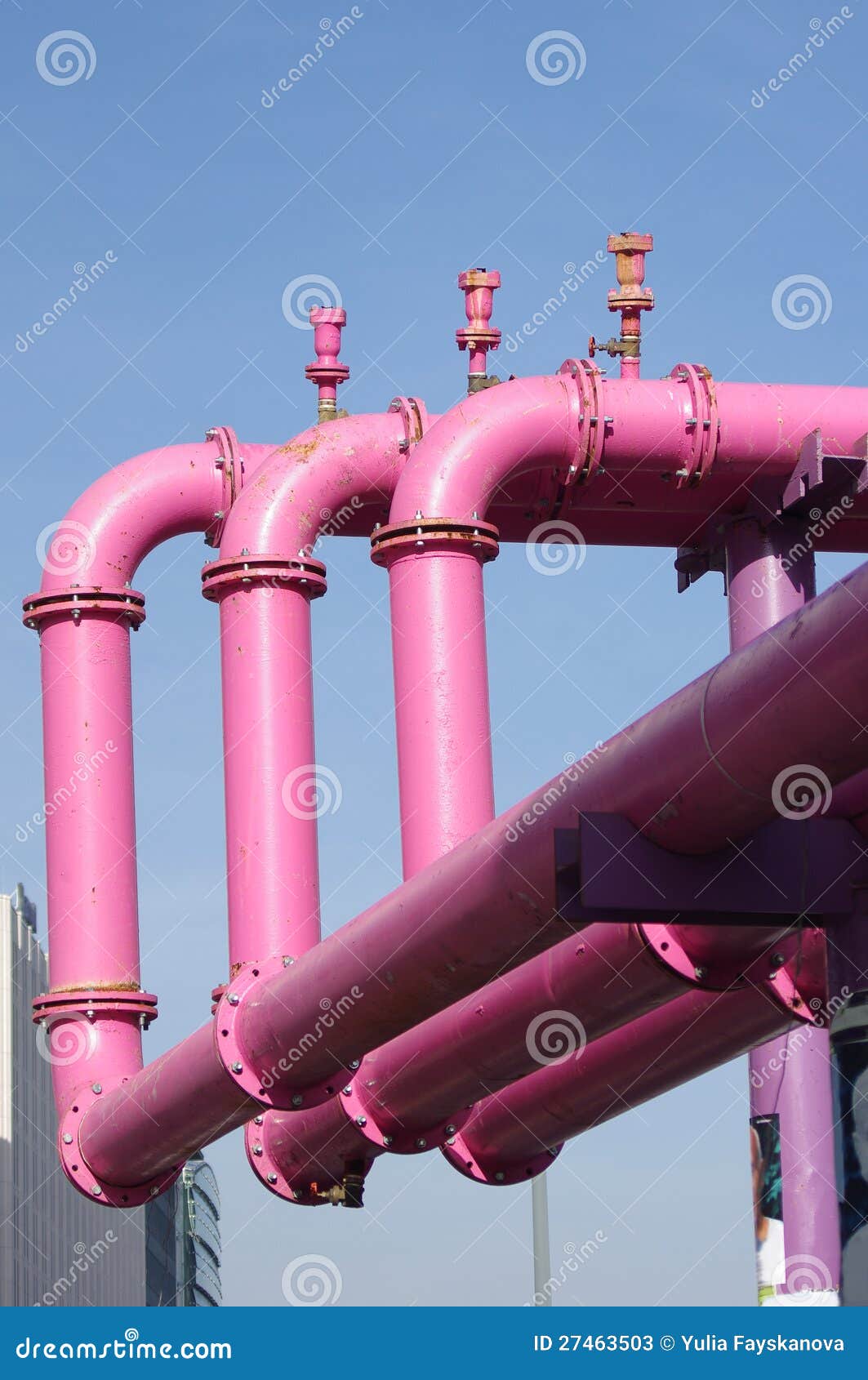 Pink Pipelines Over Blue Sky Stock Image - Image of problem, square ...