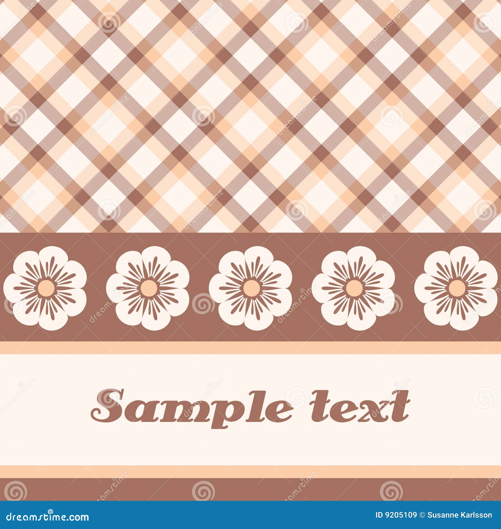 Pink plaid and flower card stock vector. Illustration of creative - 9205109