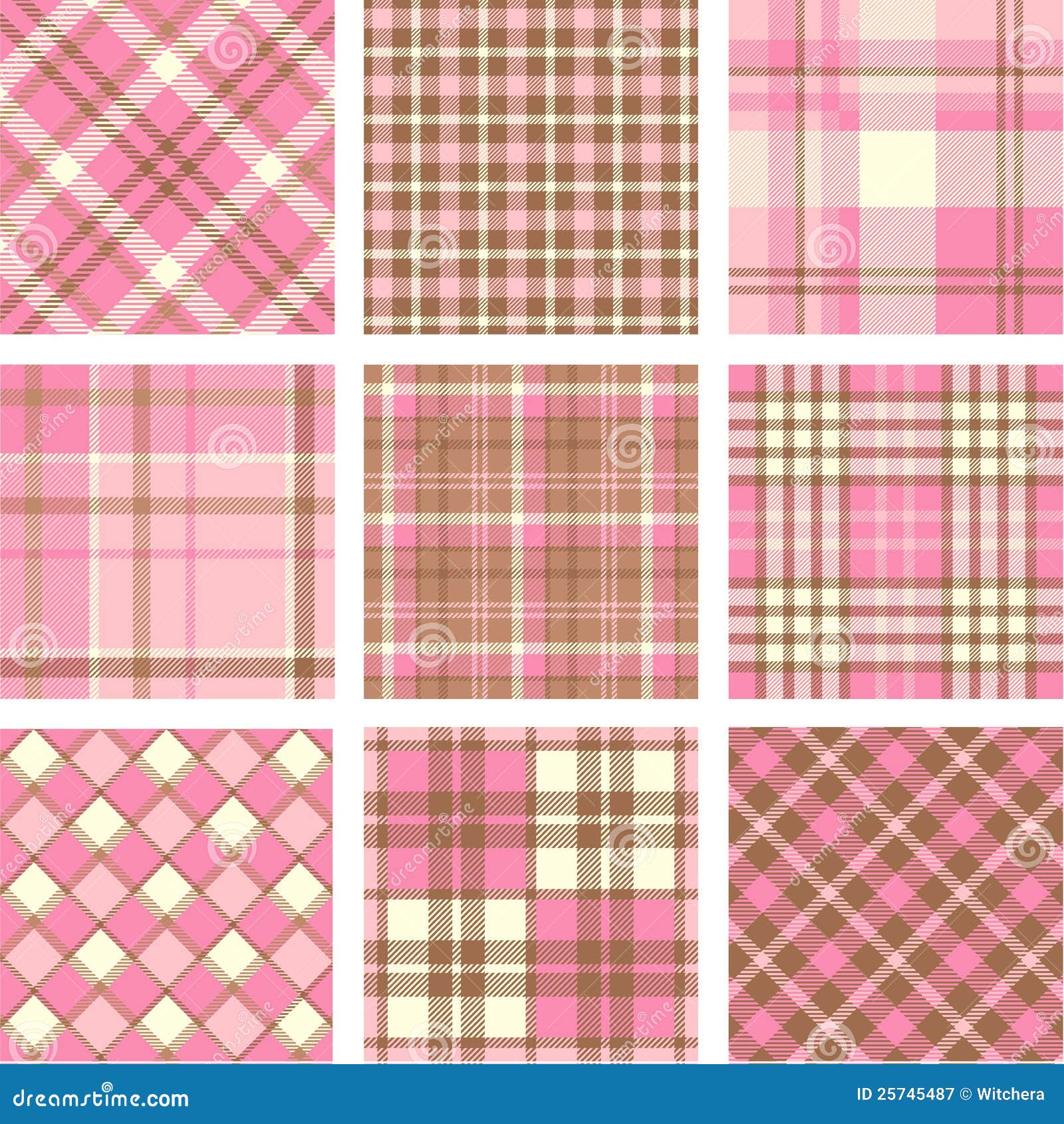 Pink Plaid Patterns Set Royalty-Free Stock Photo | CartoonDealer.com ...