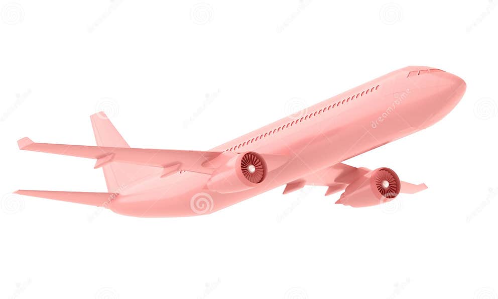 Pink Plane Take Off Isolated on White Background. 3d Rendering Stock ...