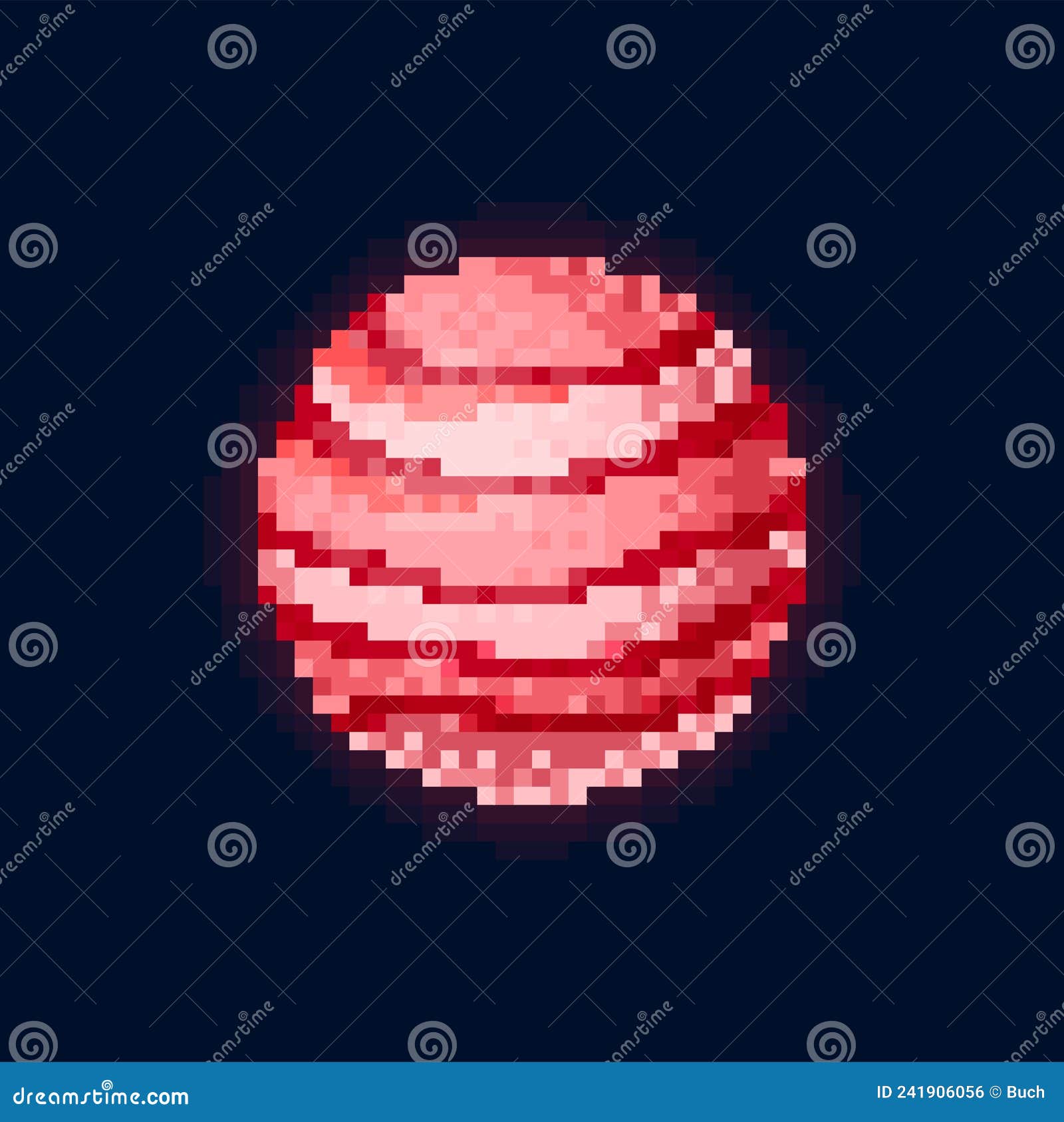 Pink Planet in Outer Space, Pixel Art Globe Circle Stock Vector ...