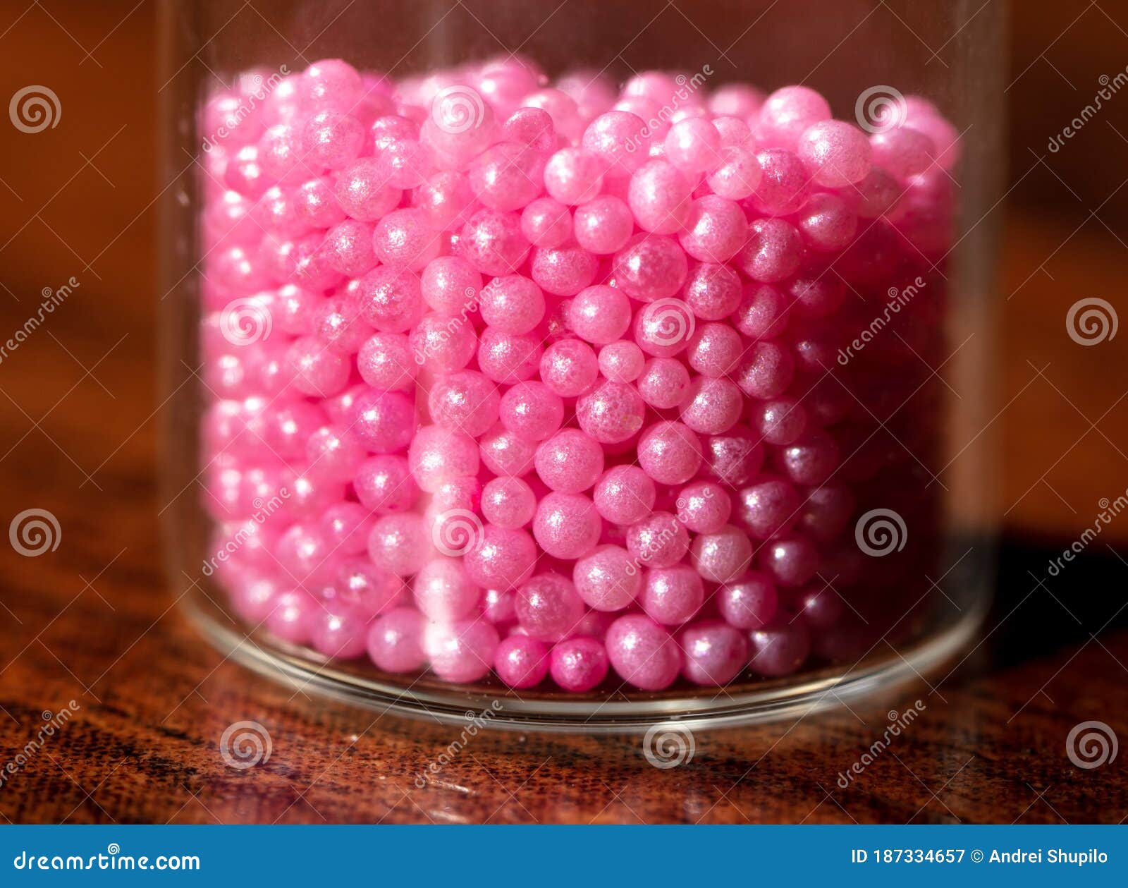 Pink Plastic Balls in a Glass Jar Stock Image - Image of plastic, macro ...
