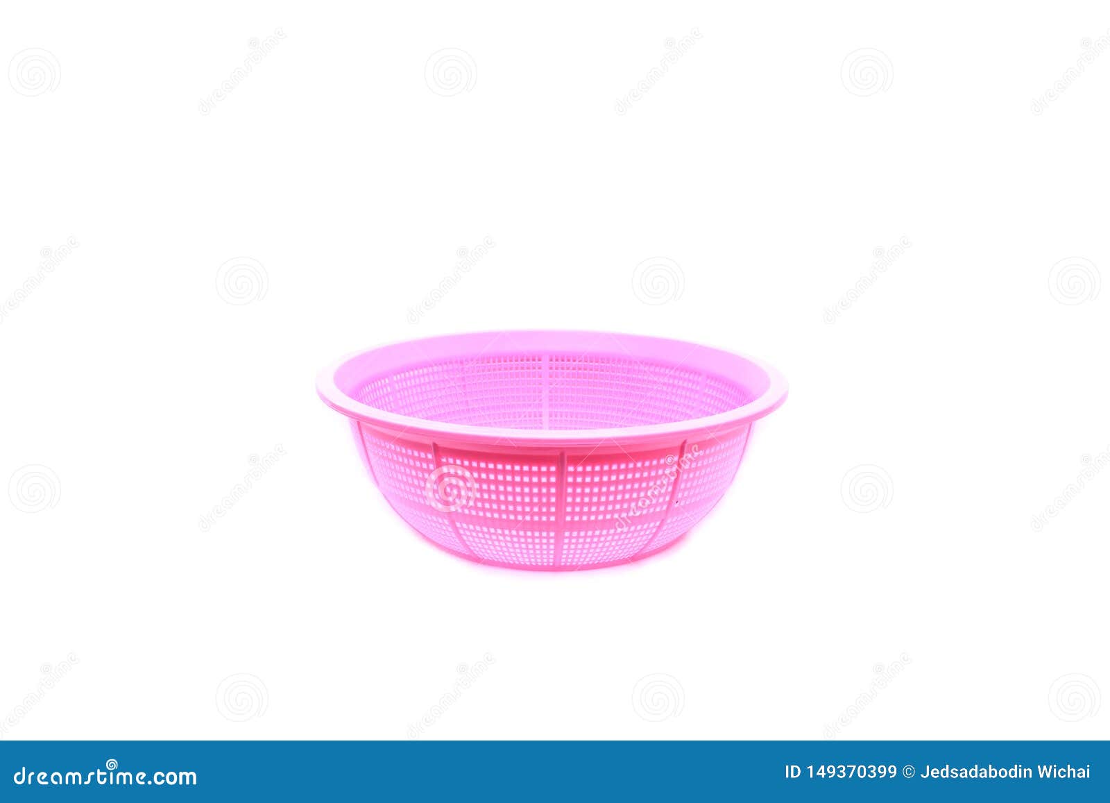 Pink Plastic Basket on Isolated Stock Image - Image of handle, color ...