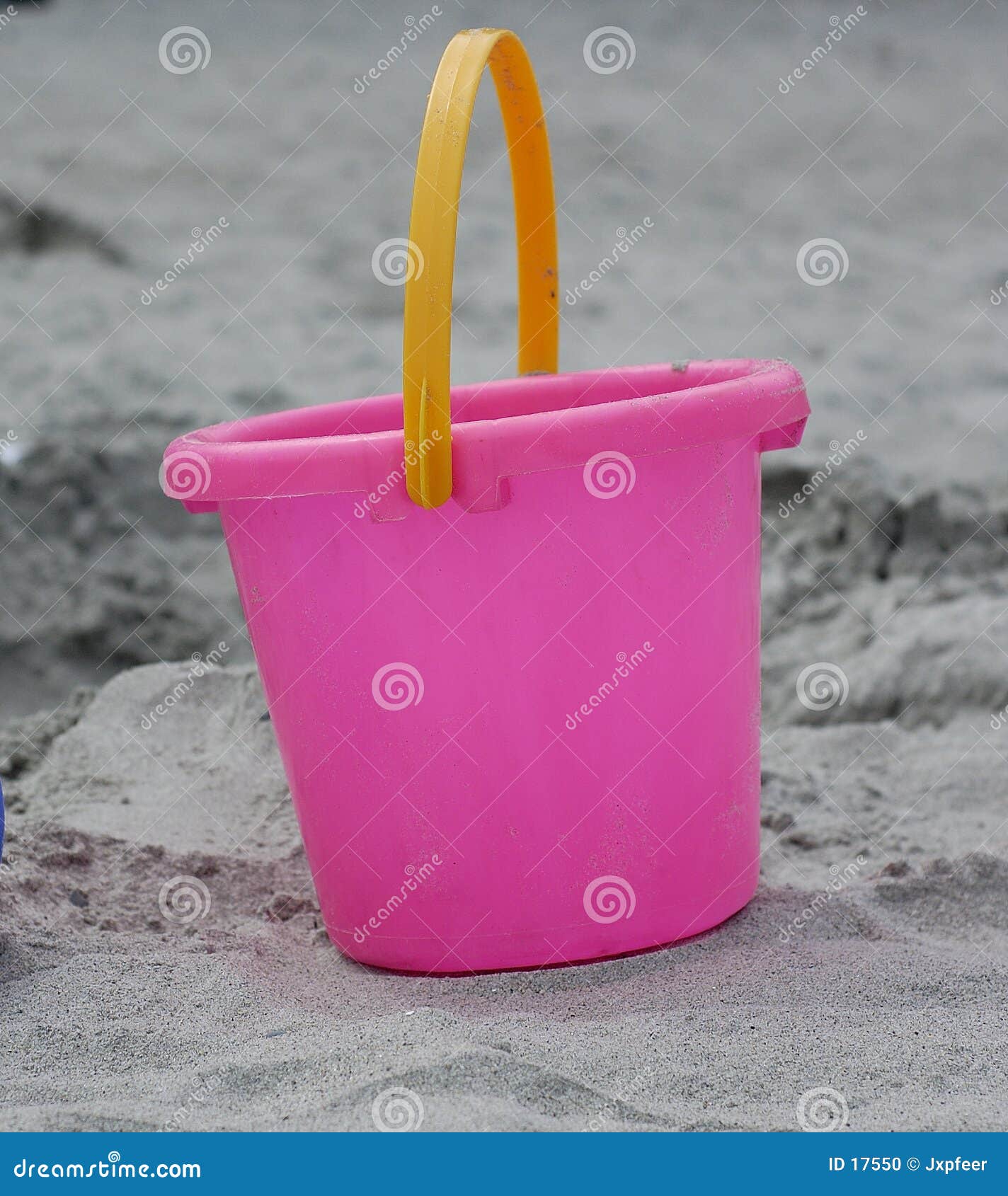 Pink Plastic Bucket in the Sand Stock Photo - Image of yellow, summer ...