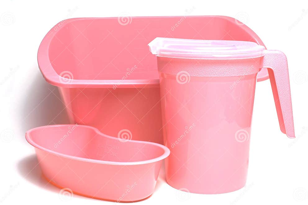 Pink plastic containers stock image. Image of view, details - 5151359