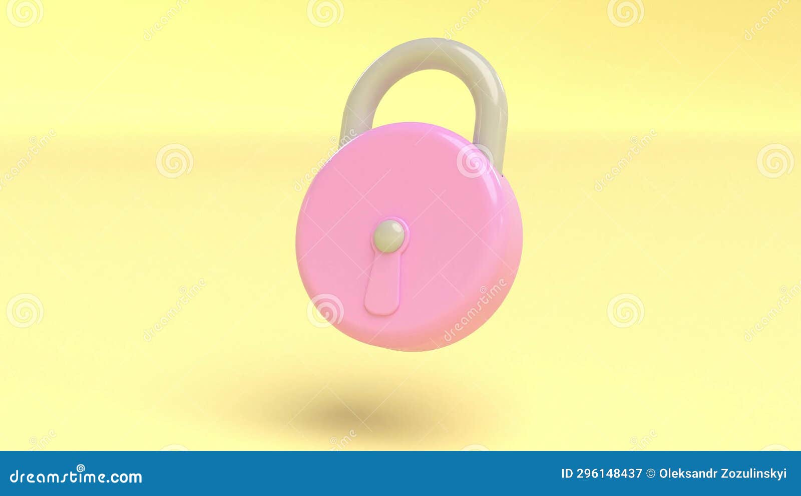 Pink Plastic Lock Rotate Intro 3d Render Stock Illustration ...