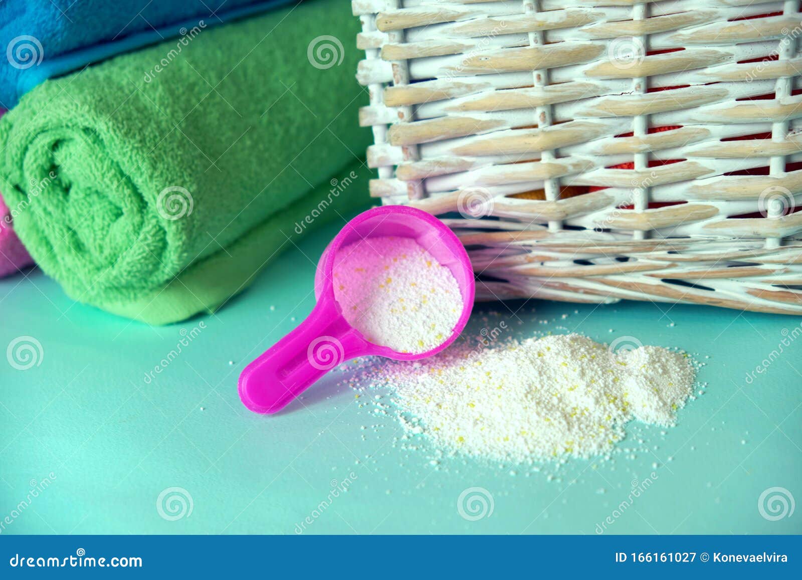 Pink Plastic Measuring Vessel with Washing Powder, Containers with ...