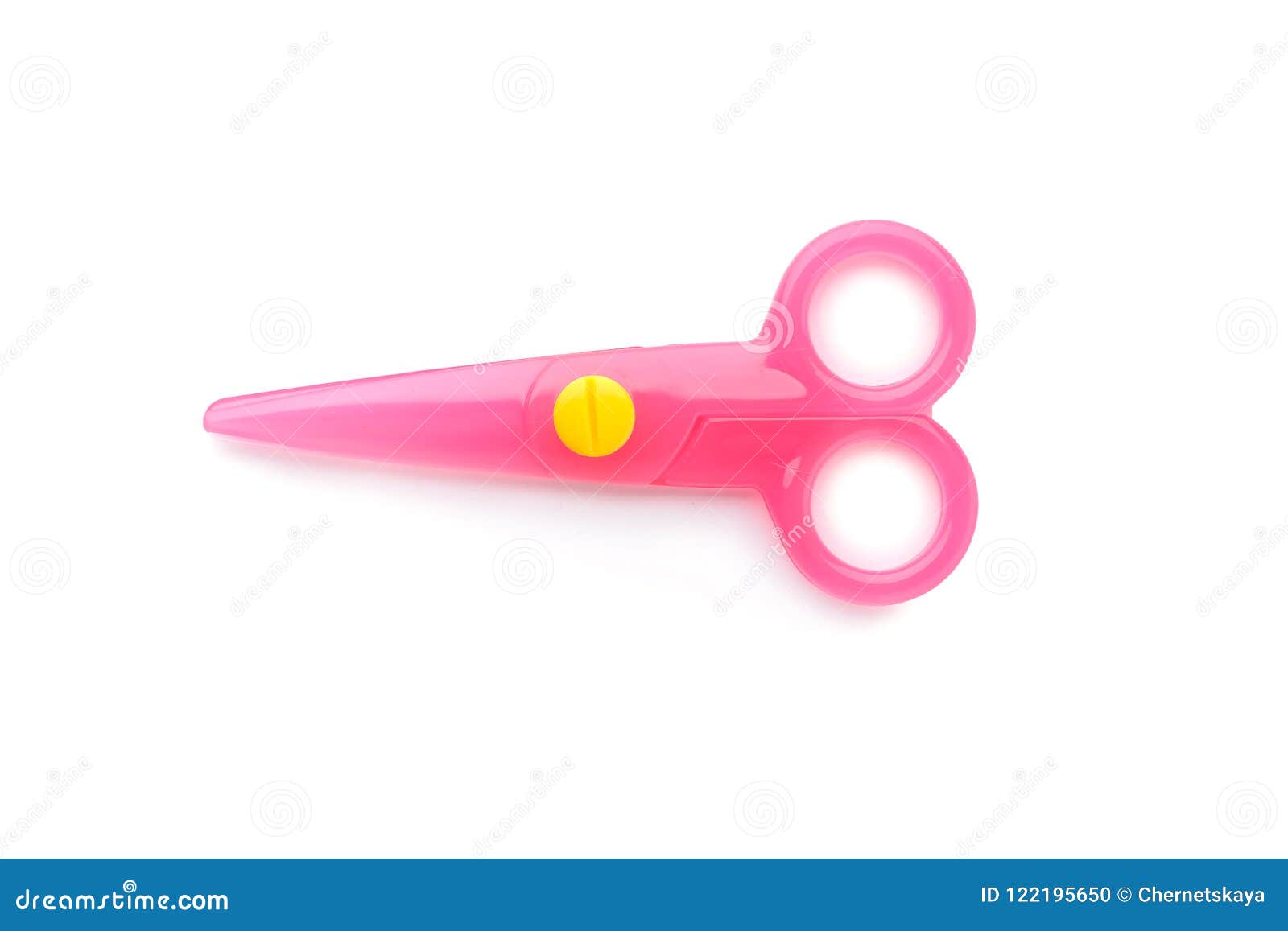 Pink Plastic Scissors on White Background Stock Photo - Image of object ...