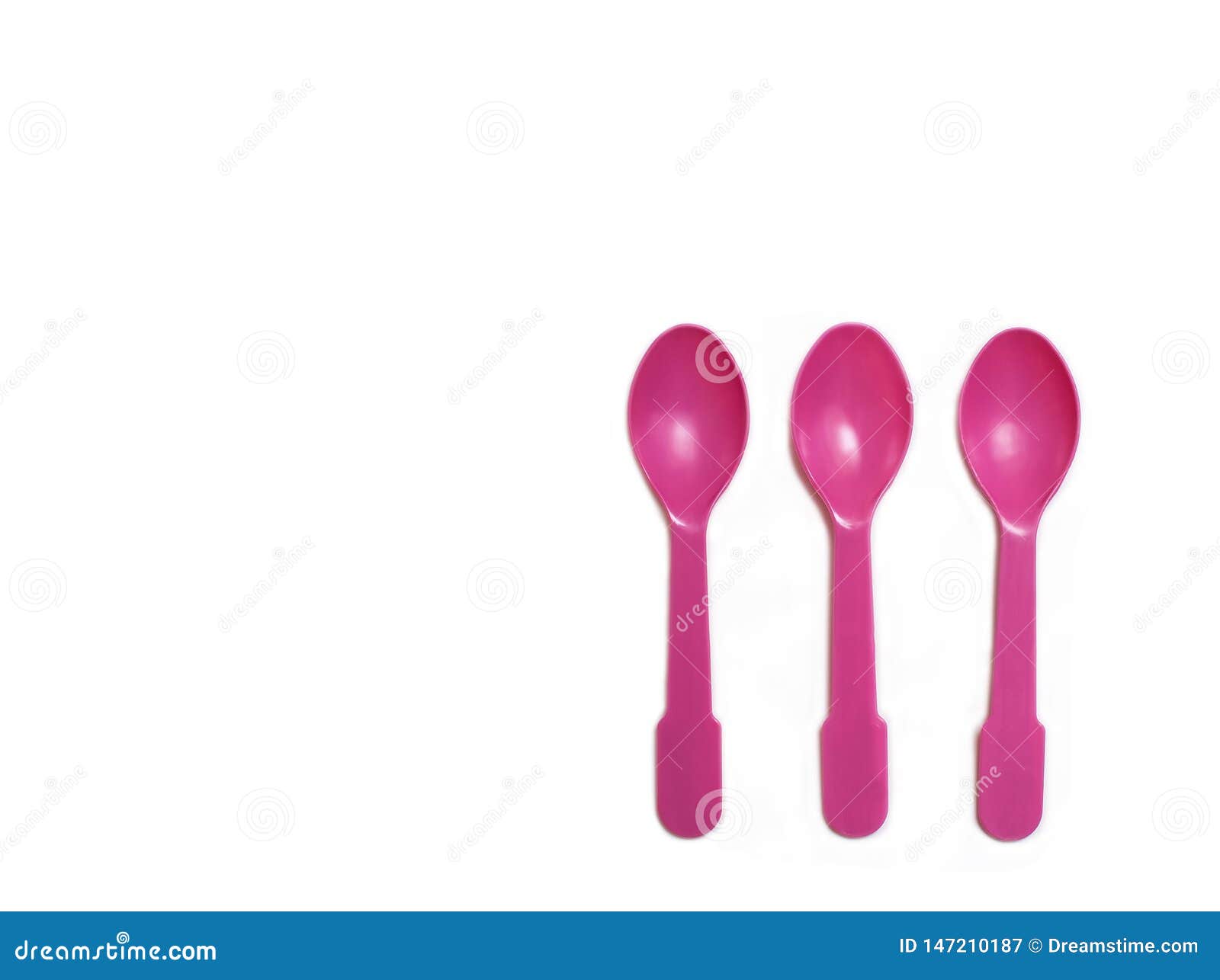 Pink Plastic Spoons Isolated on White Stock Image - Image of cream ...