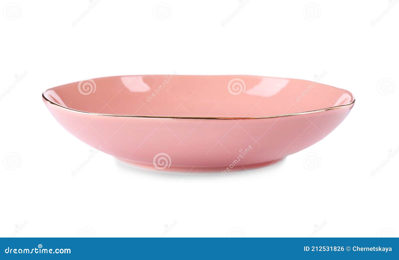 Pink Plate Isolated on White. Kitchen Tableware Stock Photo - Image of ...