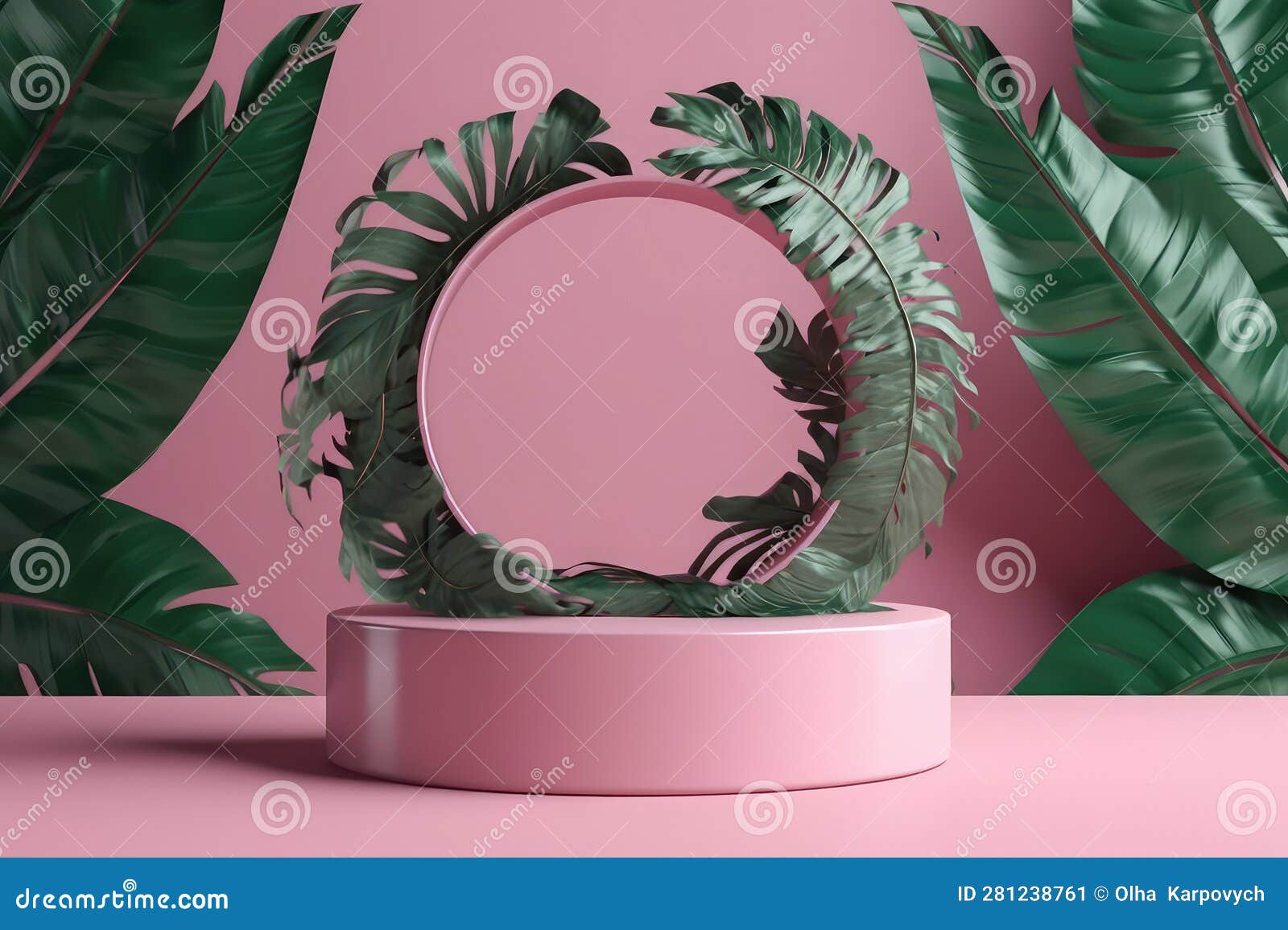 Pink 3d Platform Rhombus Stage Foundation For Promo Presentation ...