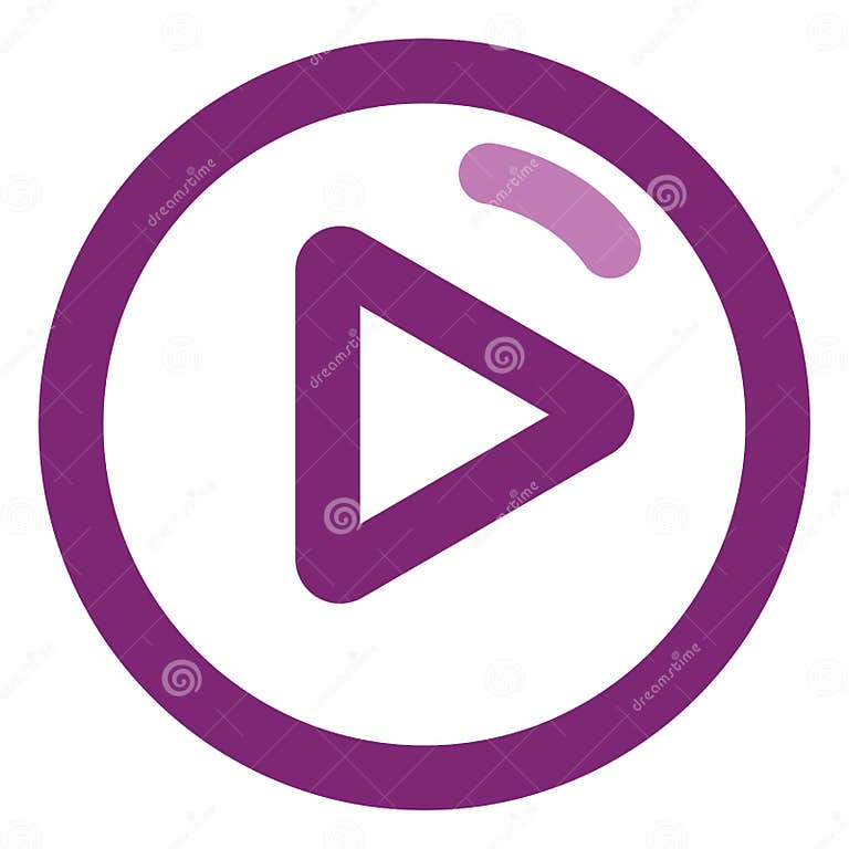 Pink play button, icon stock vector. Illustration of bright - 259787033