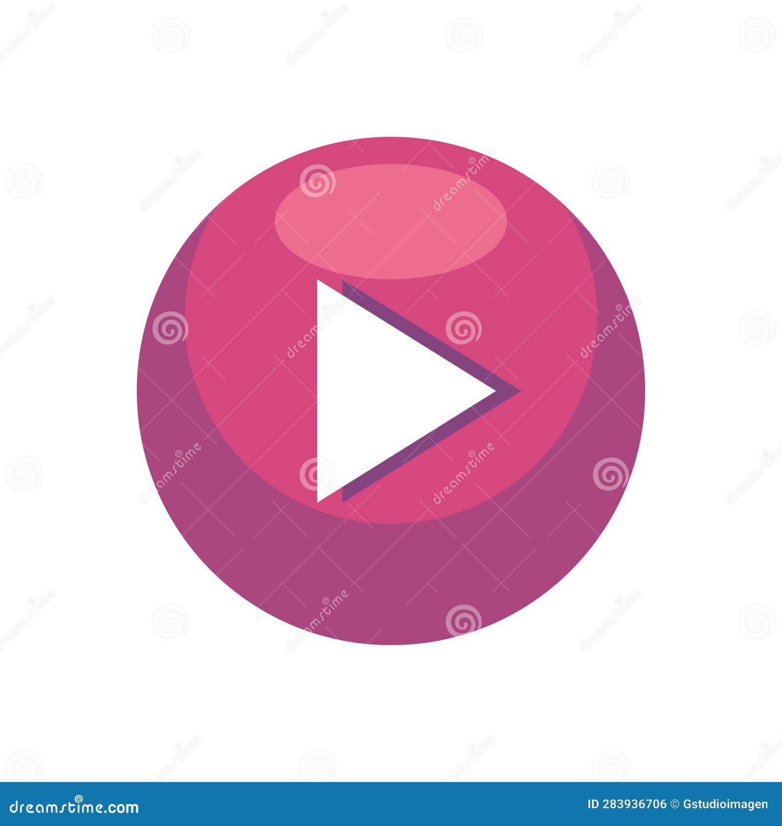 Pink play button stock vector. Illustration of recorder - 283936706