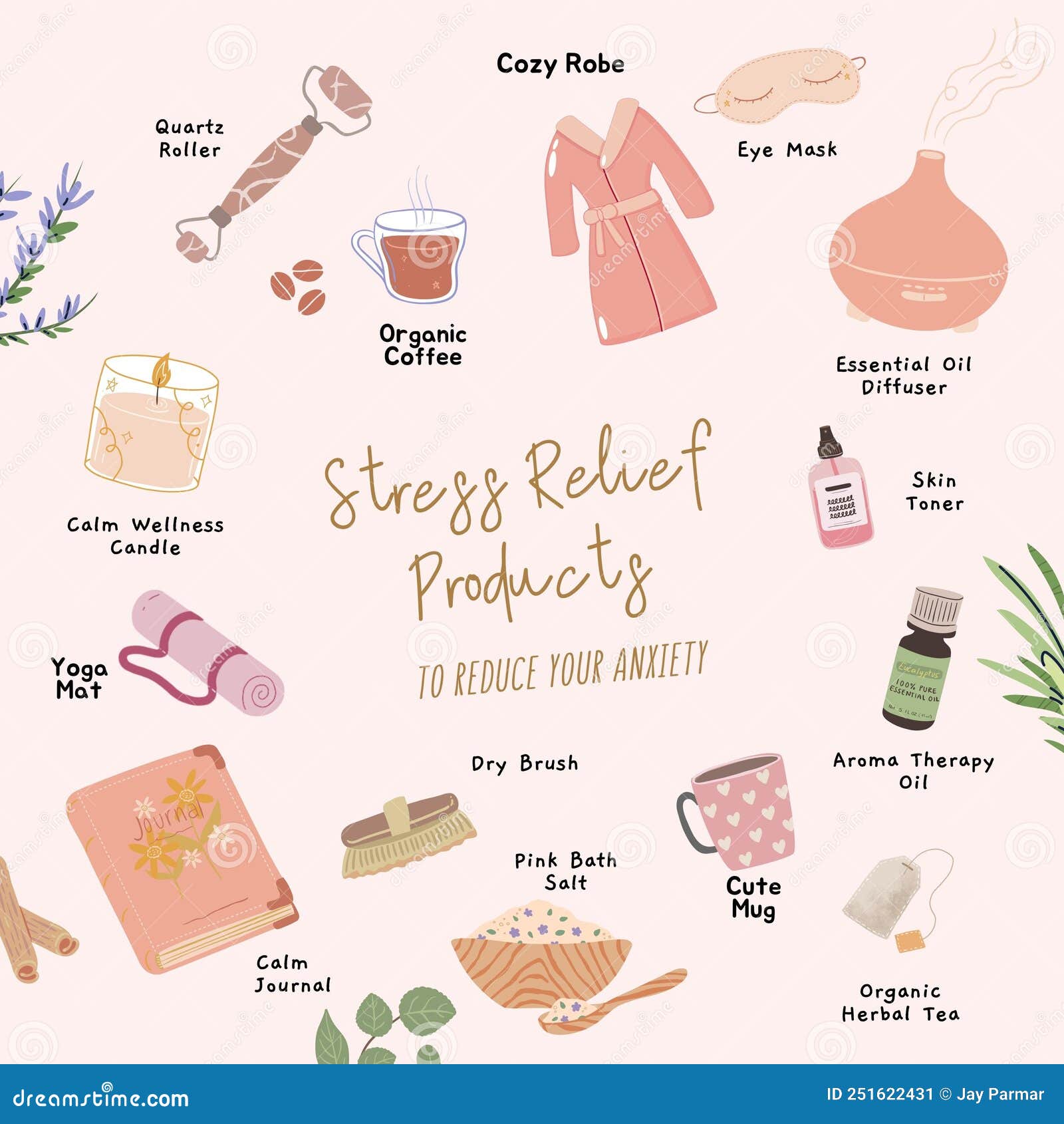 Pink Playful Stress Relief Products Instagram Post Stock Illustration ...