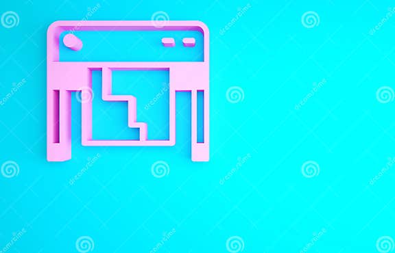 Pink Plotter Icon Isolated on Blue Background. Large Format ...