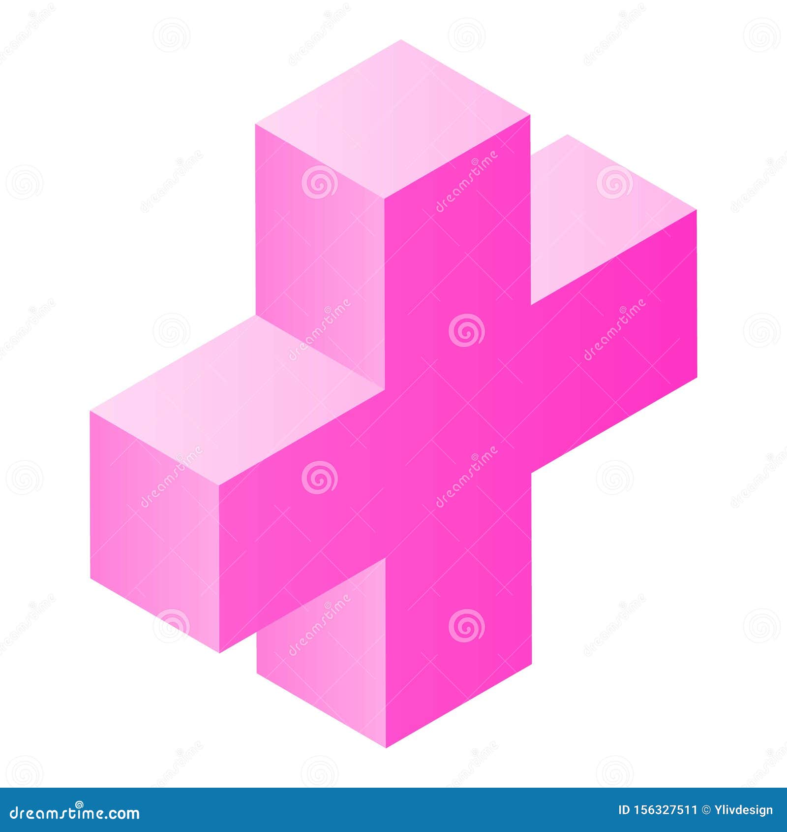 Pink Plus Sign Icon, Isometric Style Stock Vector - Illustration of ...