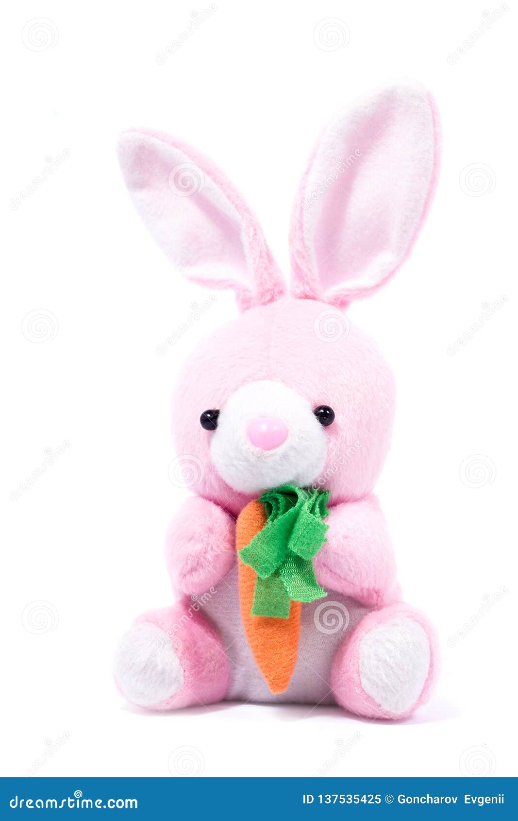 Pink Plush Rabbit with Carrot, Isolate Stock Image - Image of colorful ...
