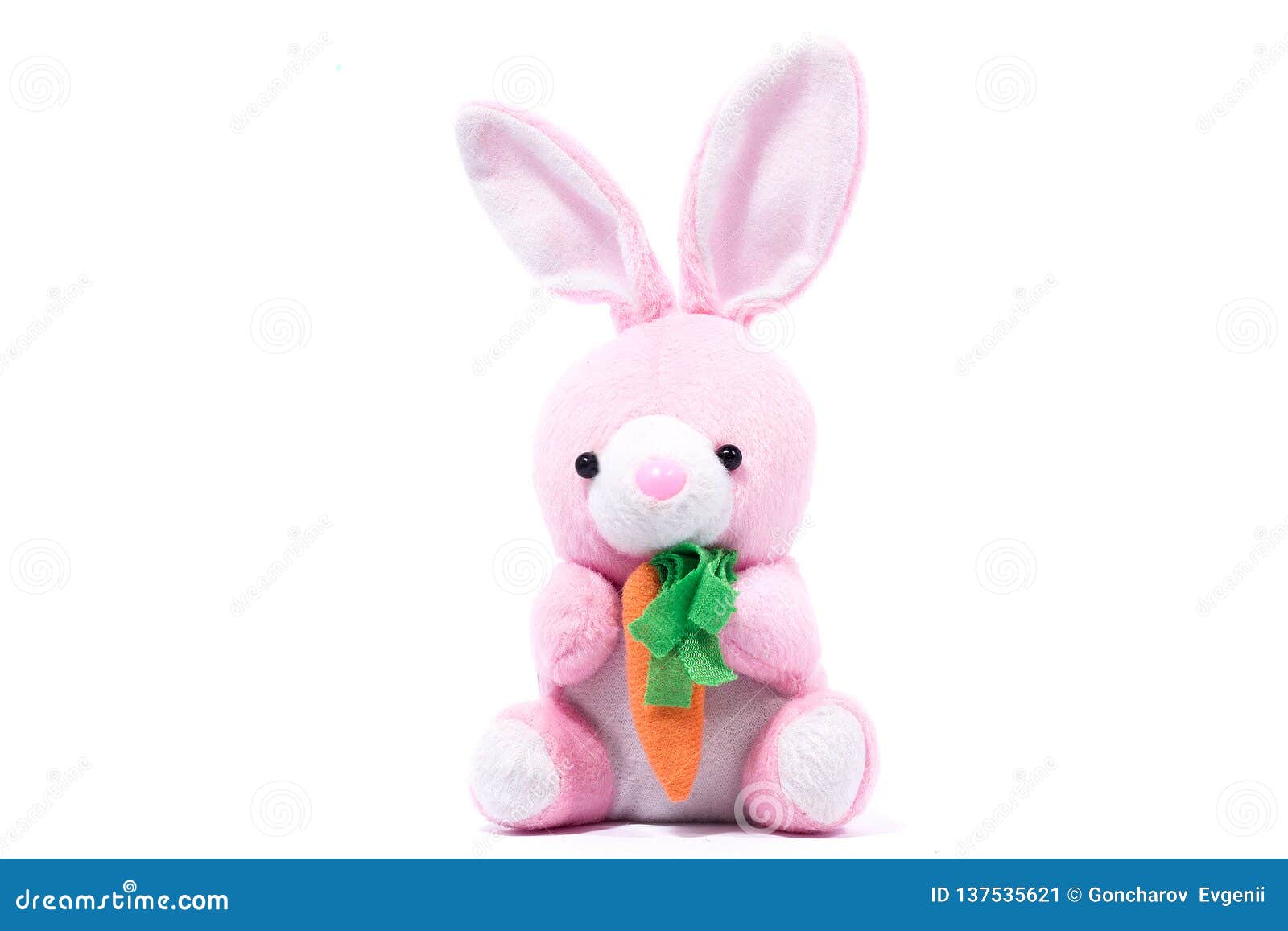 Pink Plush Rabbit with Carrot, Isolate Stock Image - Image of cuddly ...