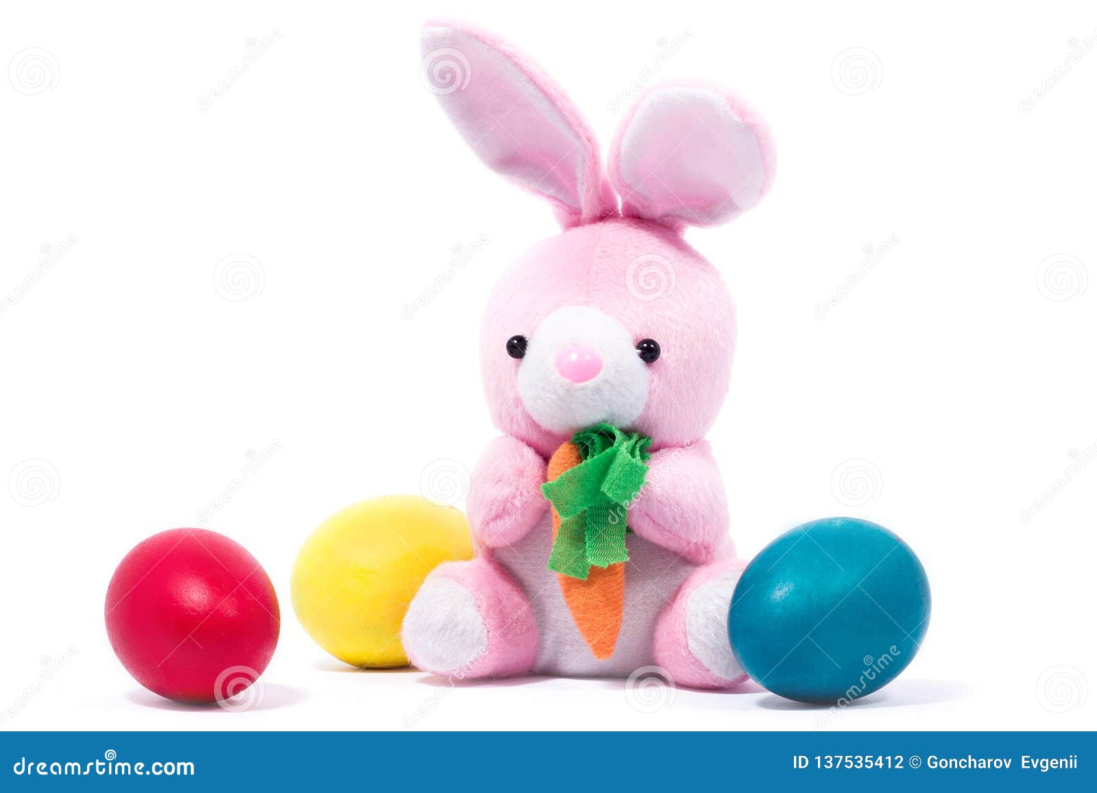 Pink Plush Rabbit with Carrot, Isolate Stock Photo - Image of ears ...
