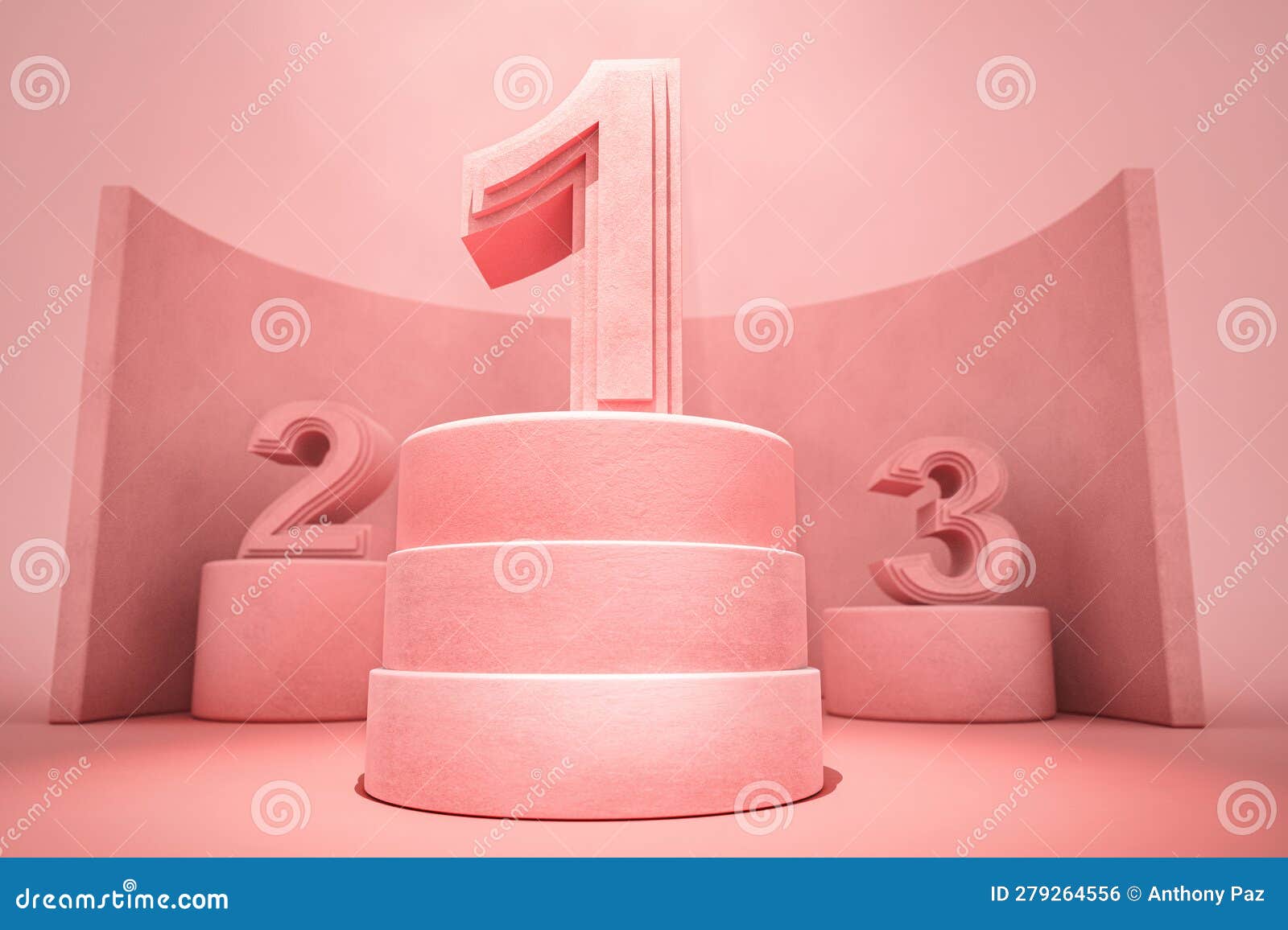 Pink Podium with the Numbers 1 2 and 3 with the One Positioned in Front ...